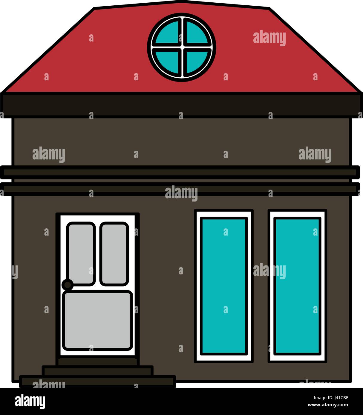 colorful image cartoon facade small house with attic Stock Vector Image ...