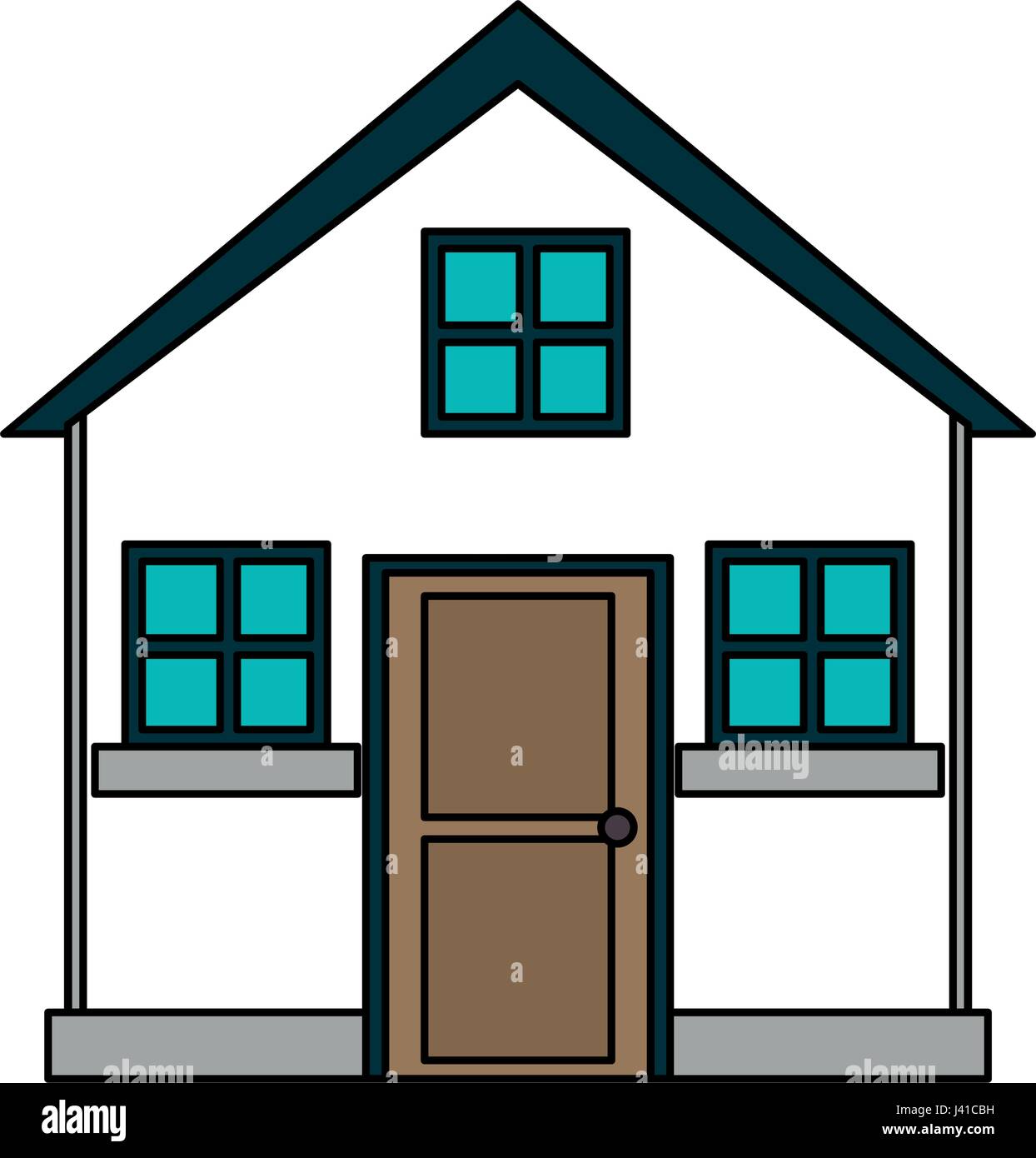 colorful image cartoon facade comfortable small house with attic Stock ...