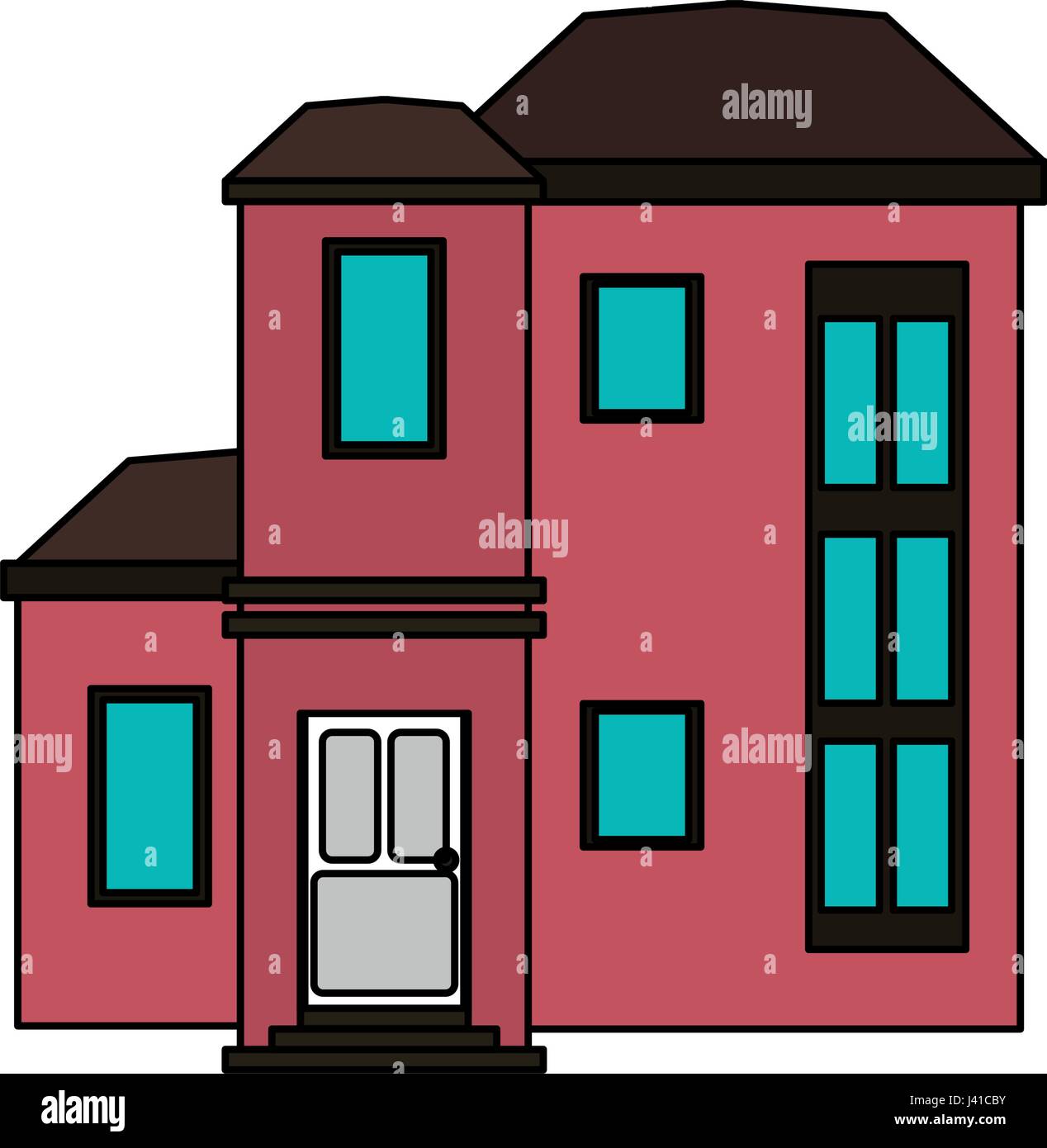 colorful image cartoon facade modern style residential house Stock ...
