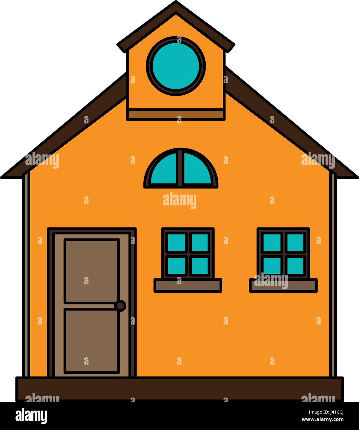 colorful image cartoon facade comfortable house with attic Stock Vector ...