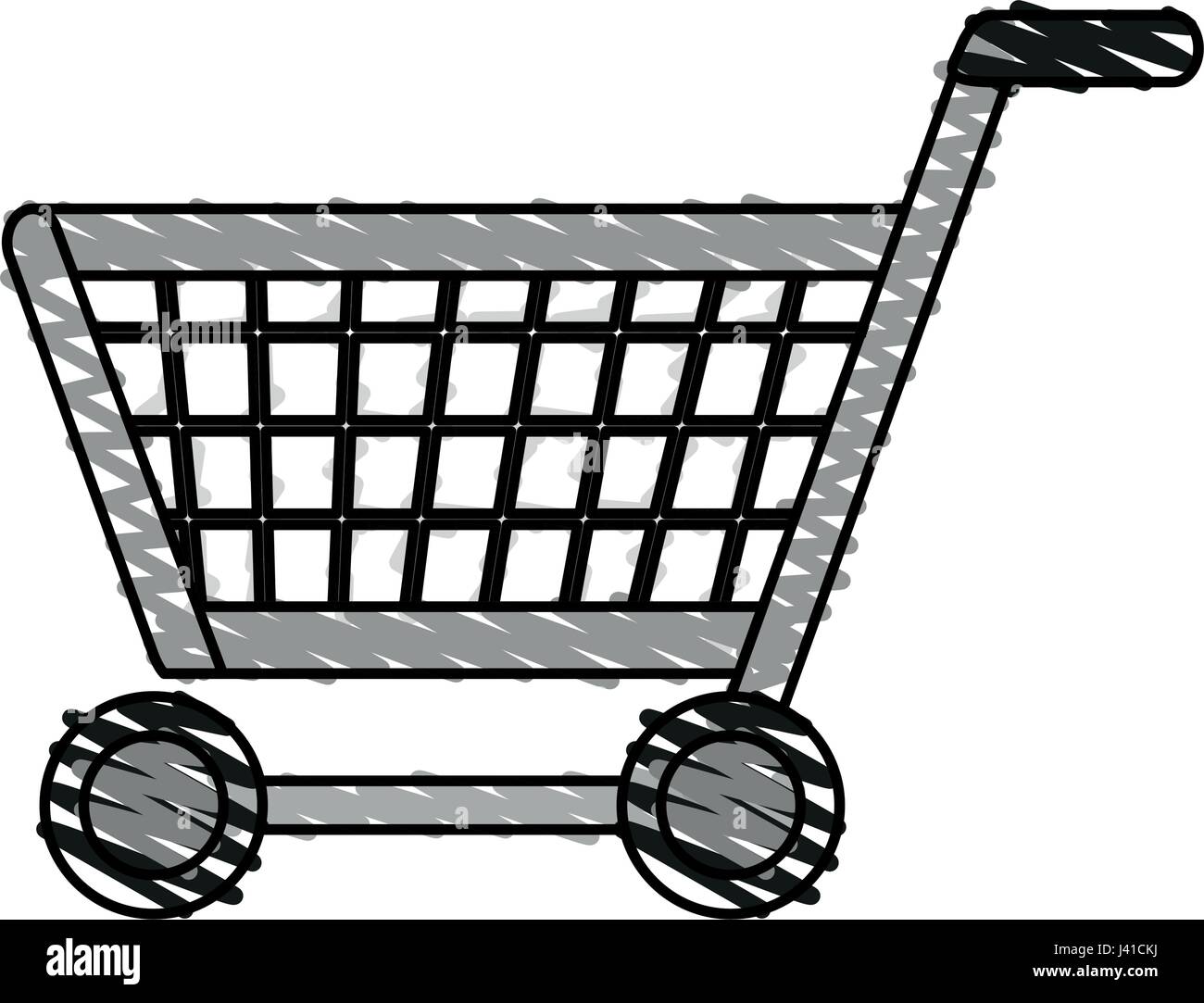 color crayon stripe cartoon shopping cart with wheels Stock Vector ...