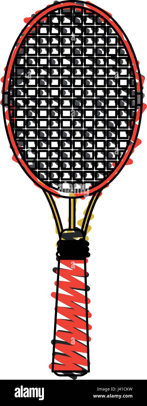 color crayon stripe cartoon tennis racquet with handle Stock Vector ...