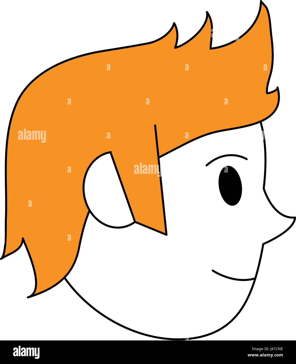 color silhouette cartoon profile face guy with blond hairstyle Stock ...