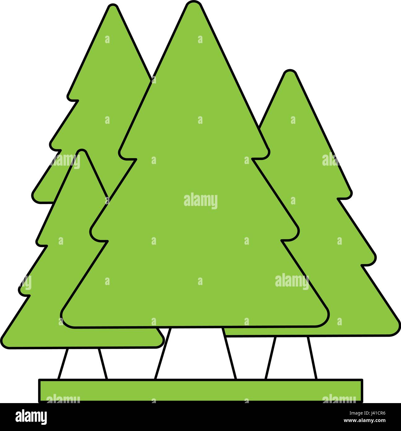 color silhouette cartoon set green pine trees Stock Vector Image & Art ...