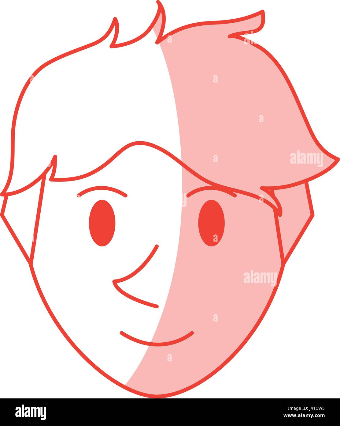 red shading silhouette cartoon front view face guy with hairstyle Stock ...