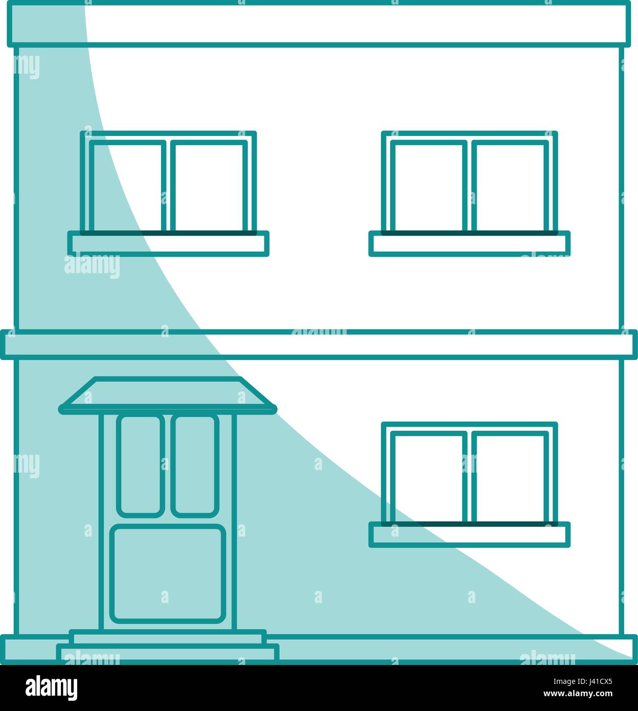 blue shading silhouette cartoon facade apartment residential house ...