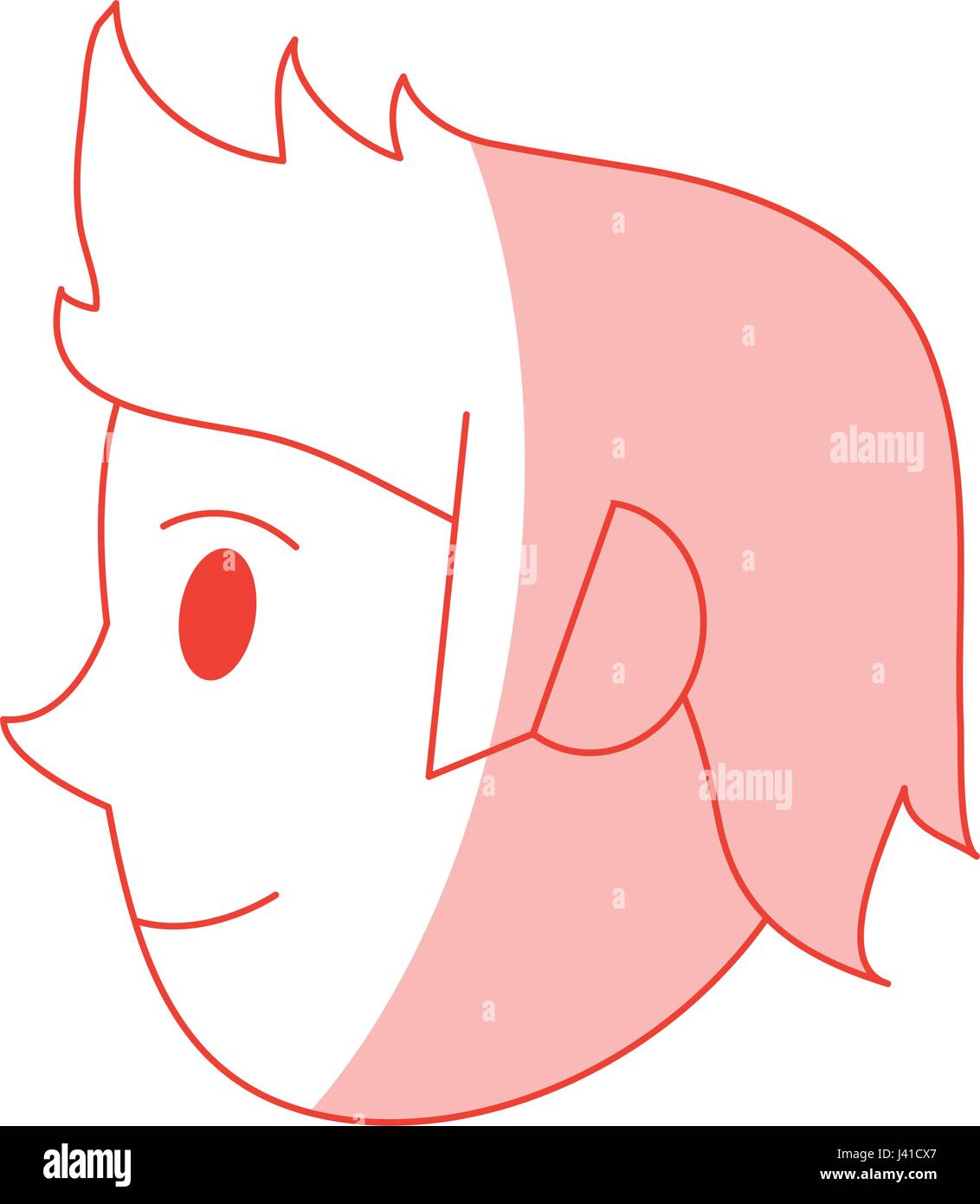 red shading silhouette cartoon profile face guy with hairstyle Stock ...