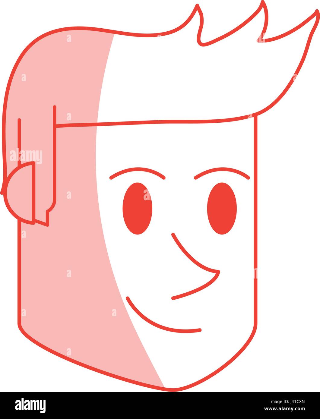 red shading silhouette cartoon side view face guy with hairstyle Stock ...