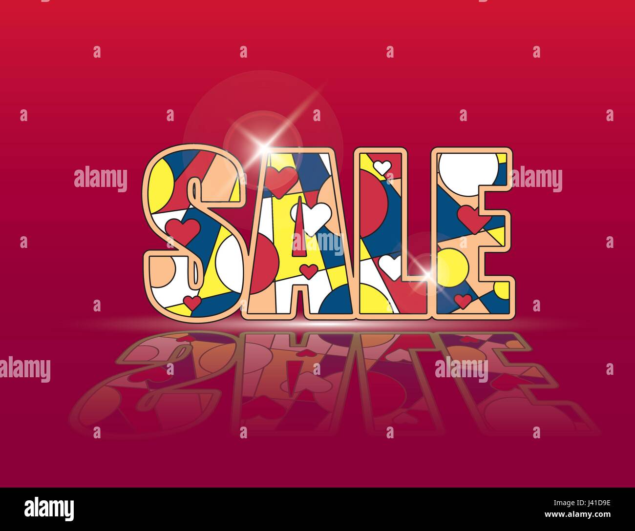 Creative word SALE on red glowing background. Vector illustration ...