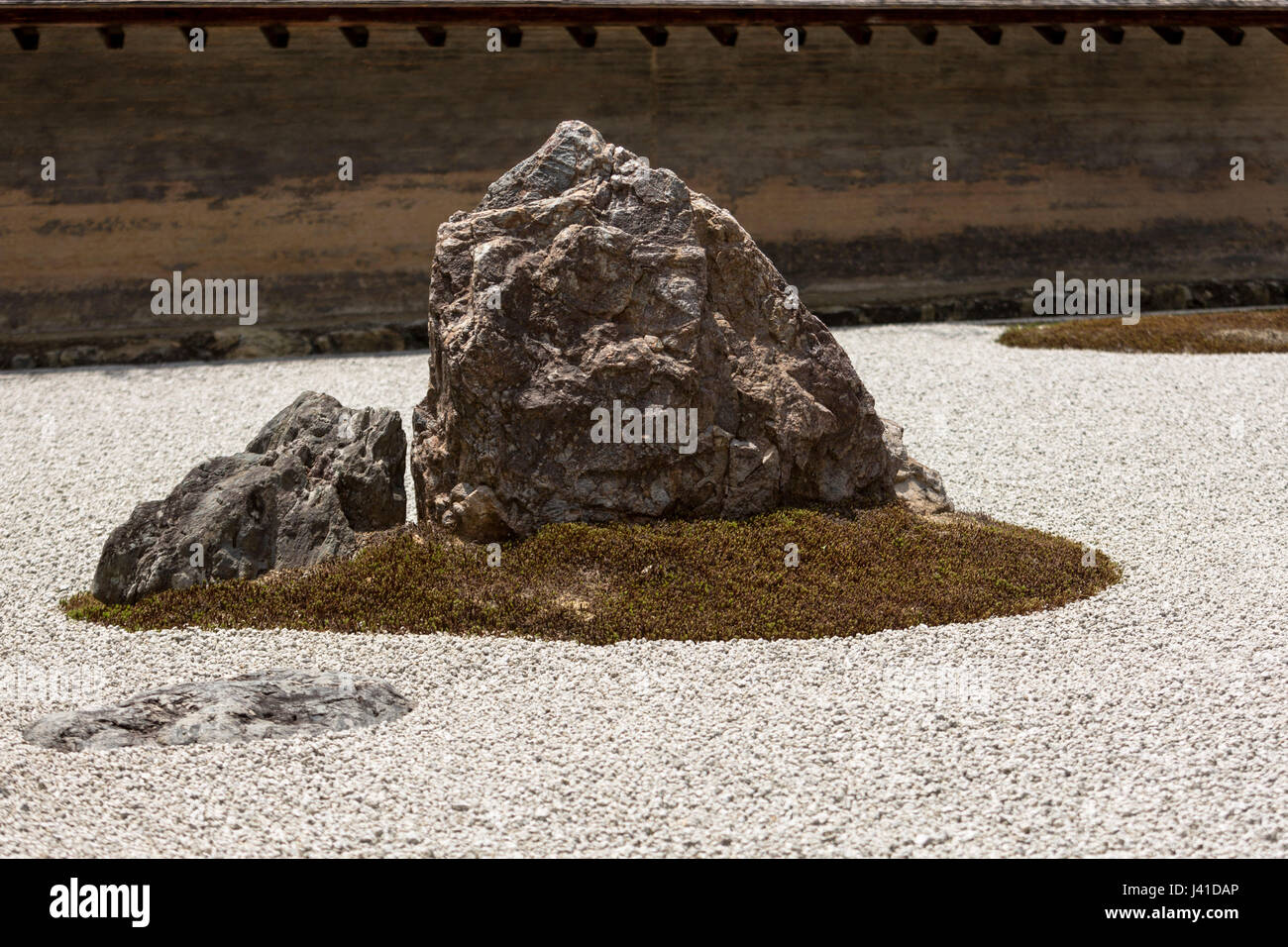 A few stones of Ryōan-ji Rock Garden, Kyoto, Japan. The Ryōan-ji garden ...
