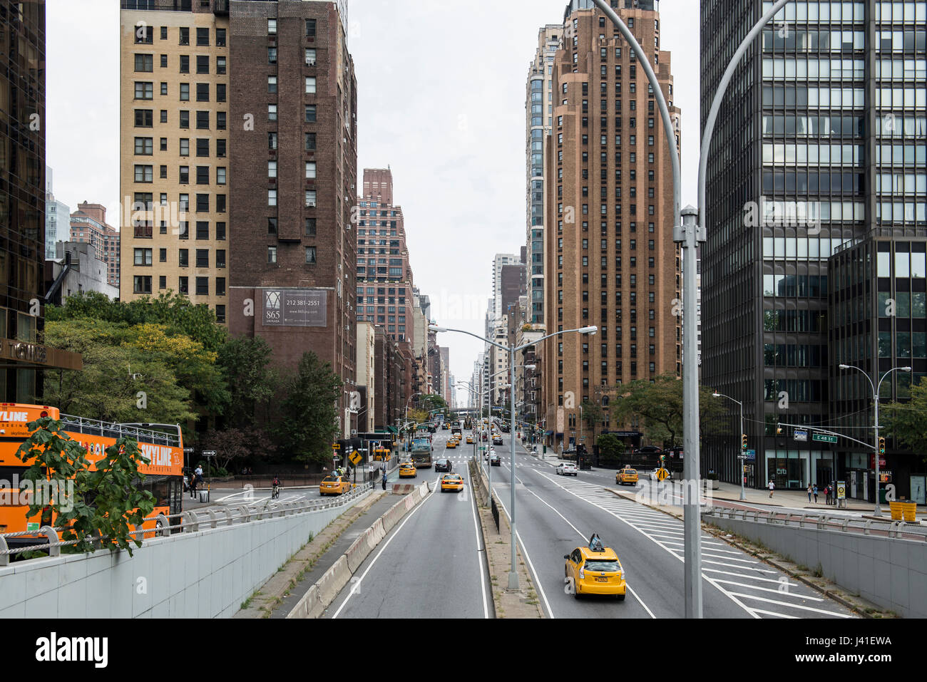 View down First Avenue, Midtown, Manhattan, New York, USA Stock Photo ...
