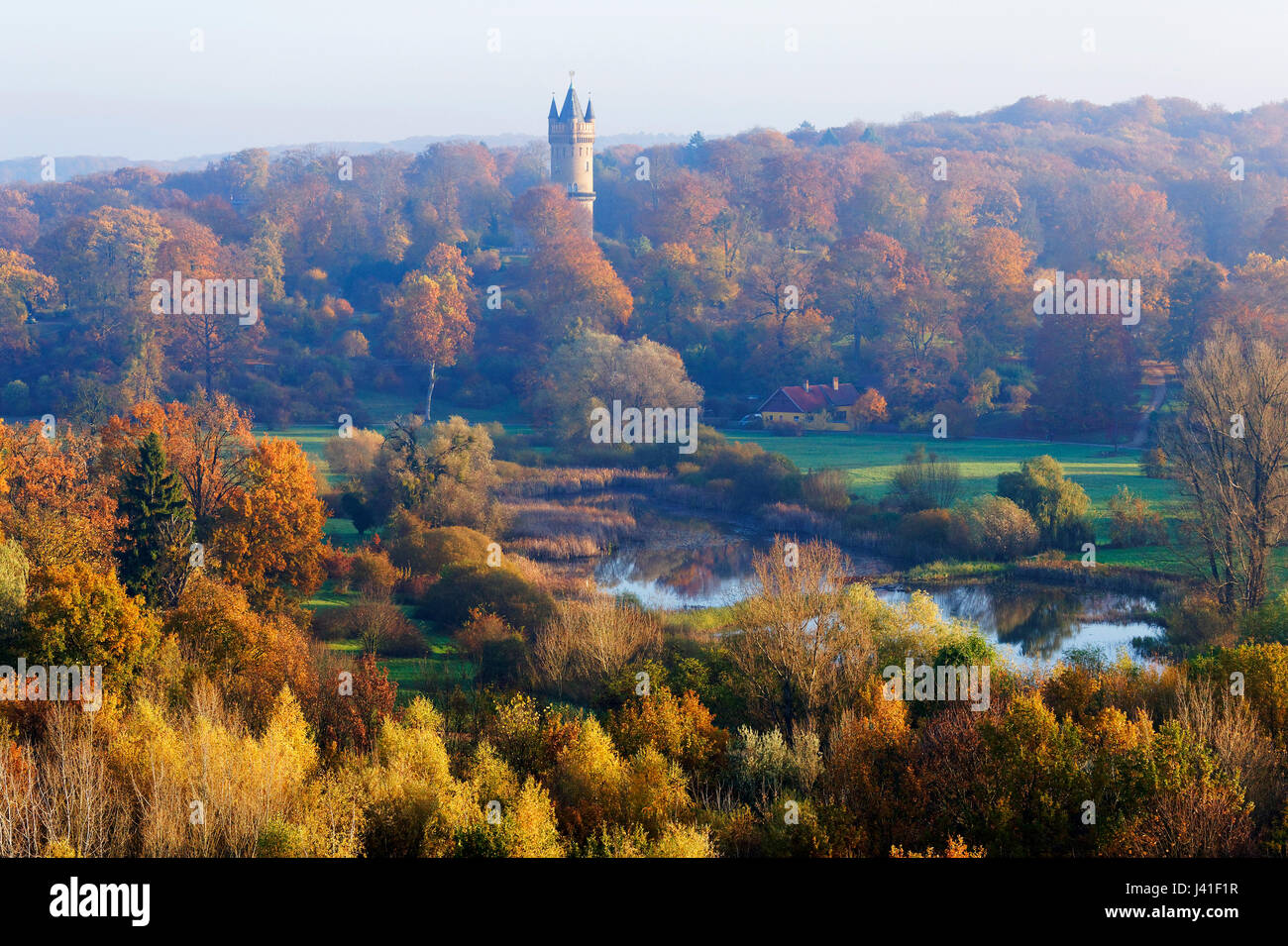 Babelsberg Park with Lake Kindermann and Flatow Tower, Gardener House ...