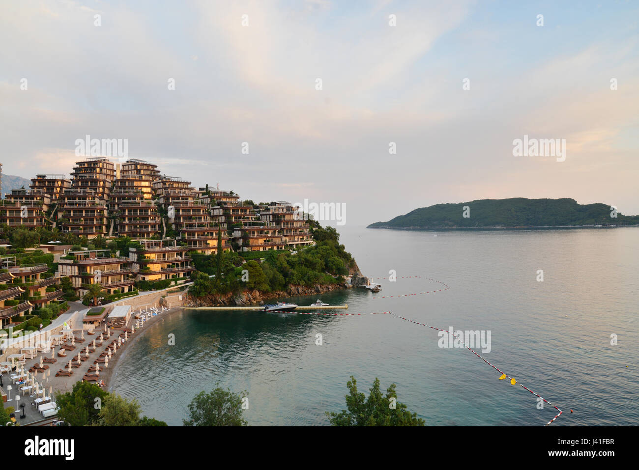 Coastline of Budva in Montenegro. Beautyful sunset. Landscape of ...