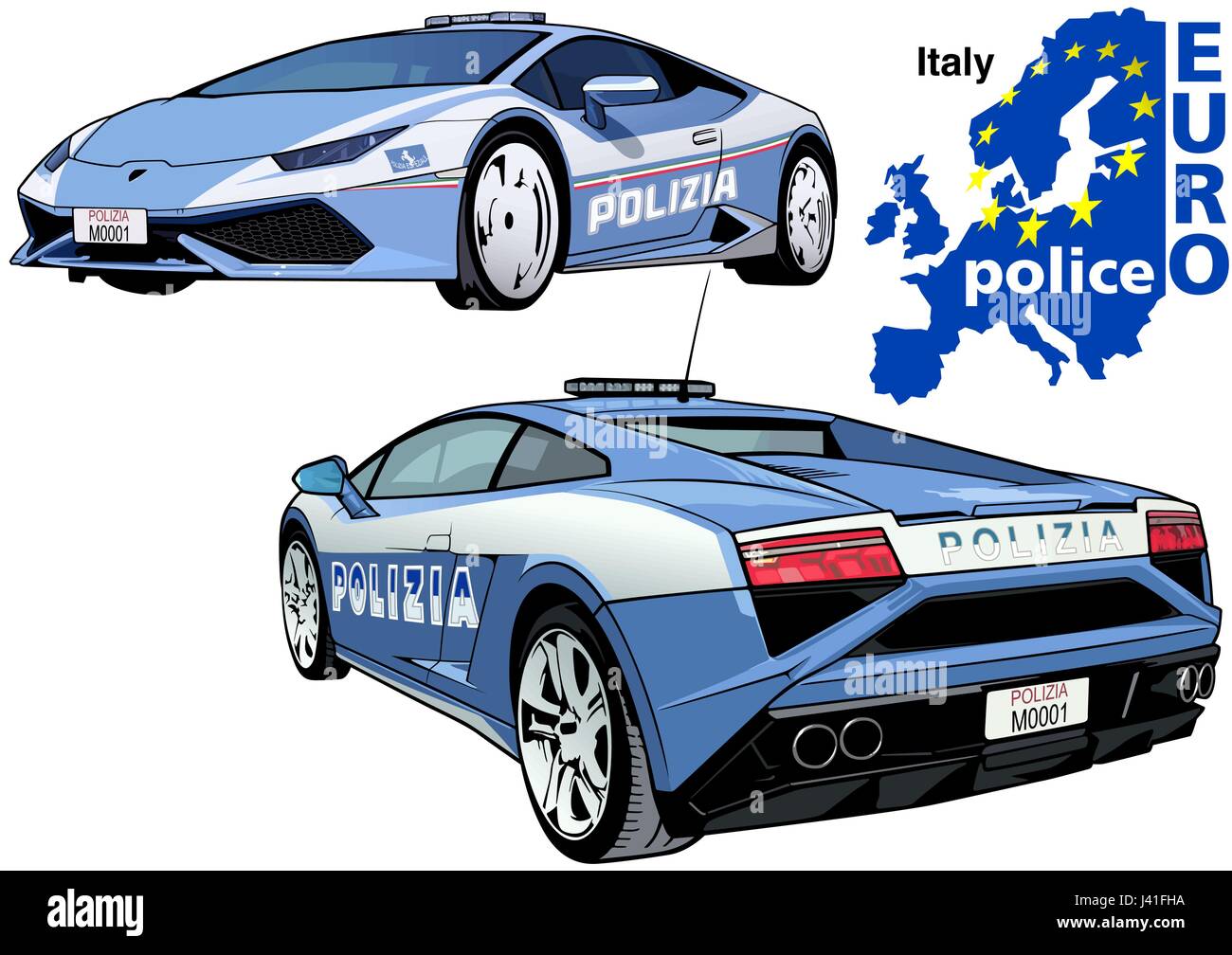 Italy Police Car Stock Vector Image & Art - Alamy
