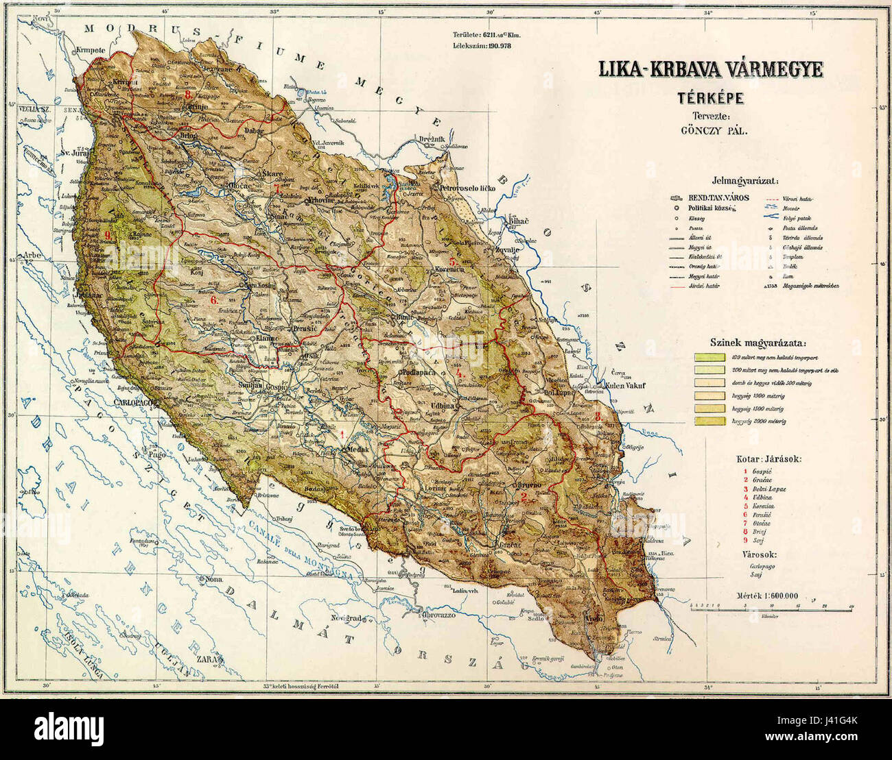 The Lika Krbava County map provides a detailed representation of the ...