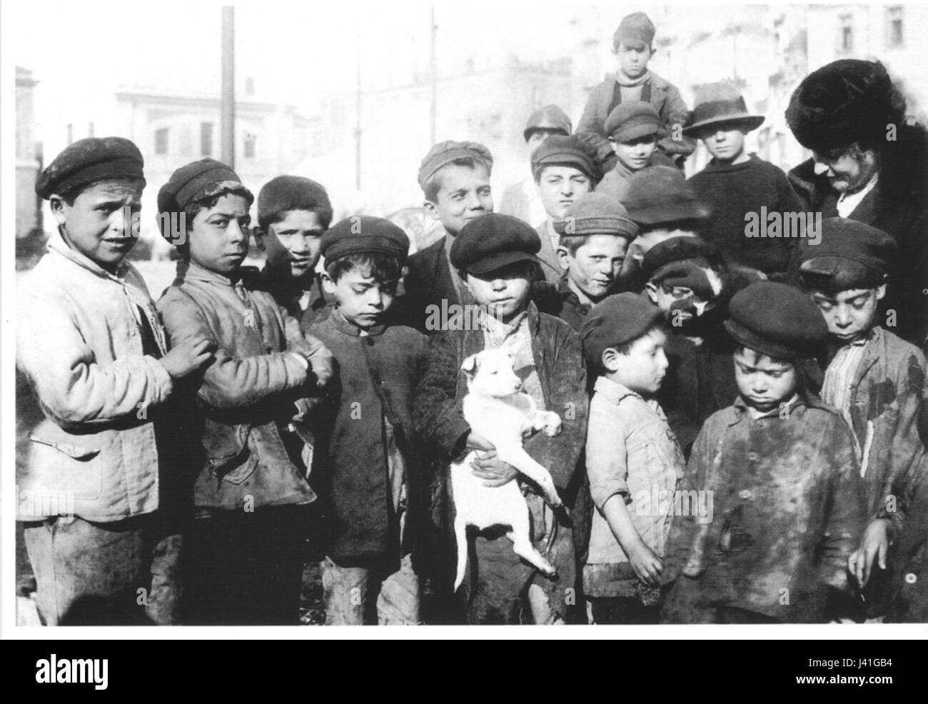 Little neapolitan street boys ready to embark on kindergarten ship ...