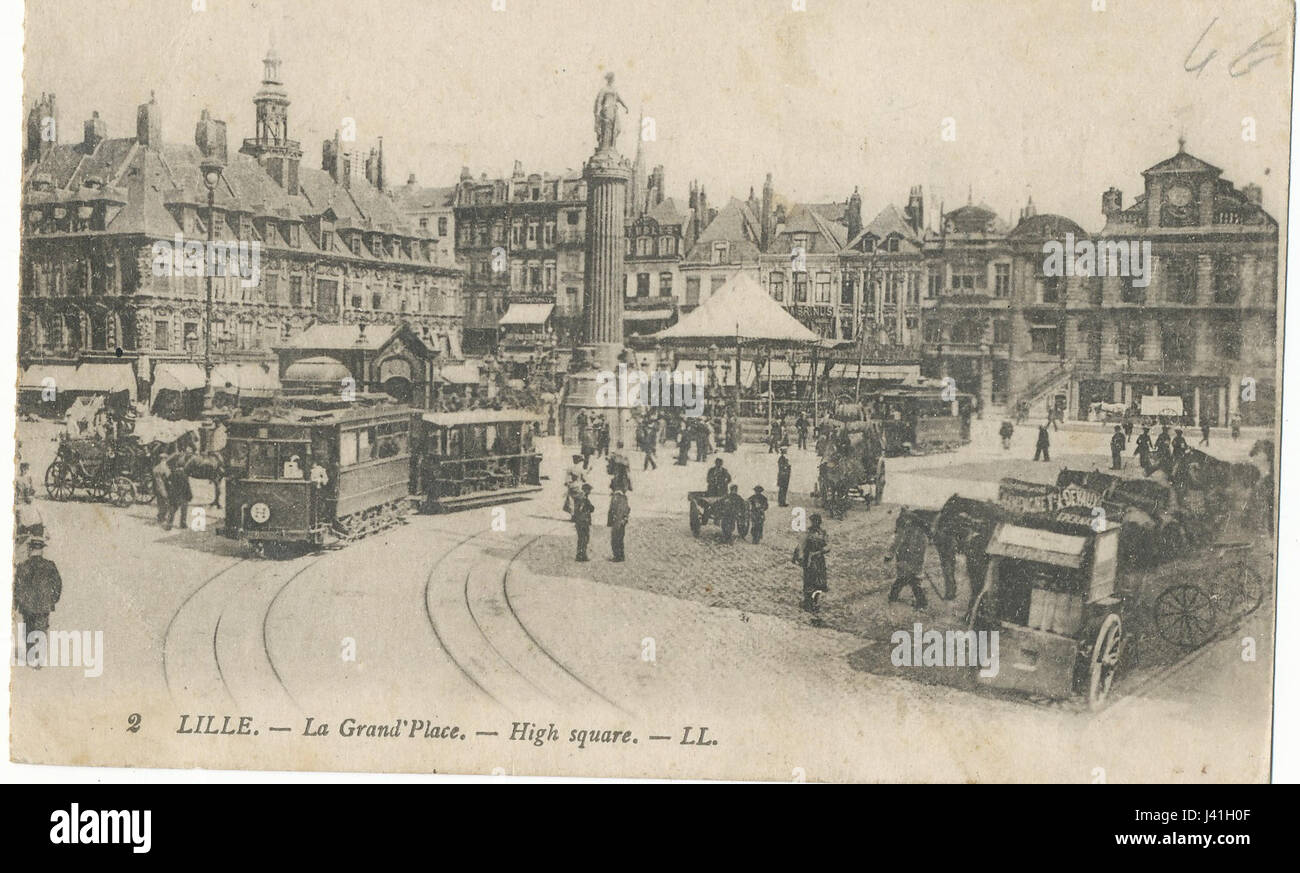 A photograph or depiction of the Grand Place in Lille, France, focusing ...