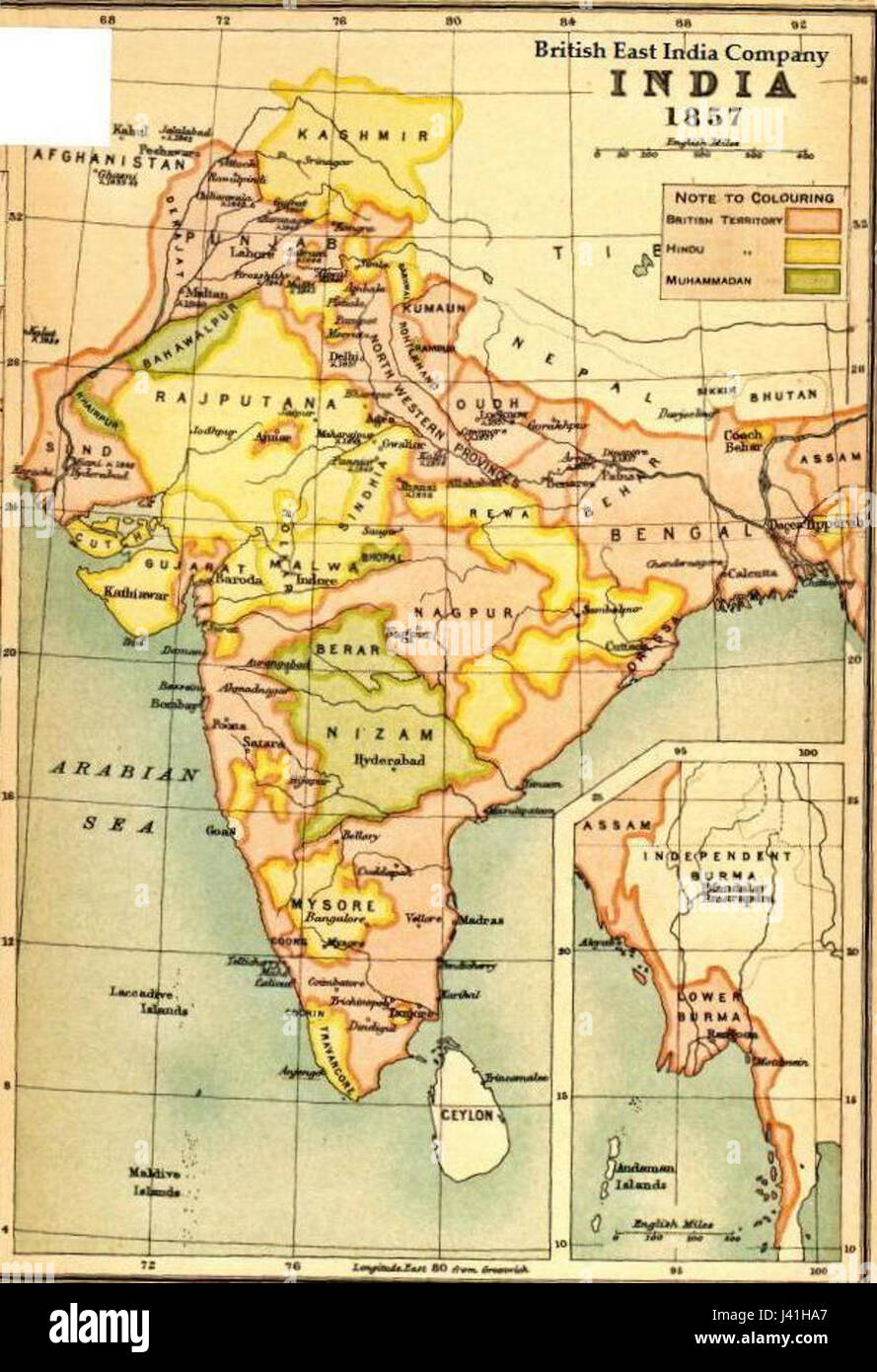 Map BEIC 1857 Stock Photo - Alamy