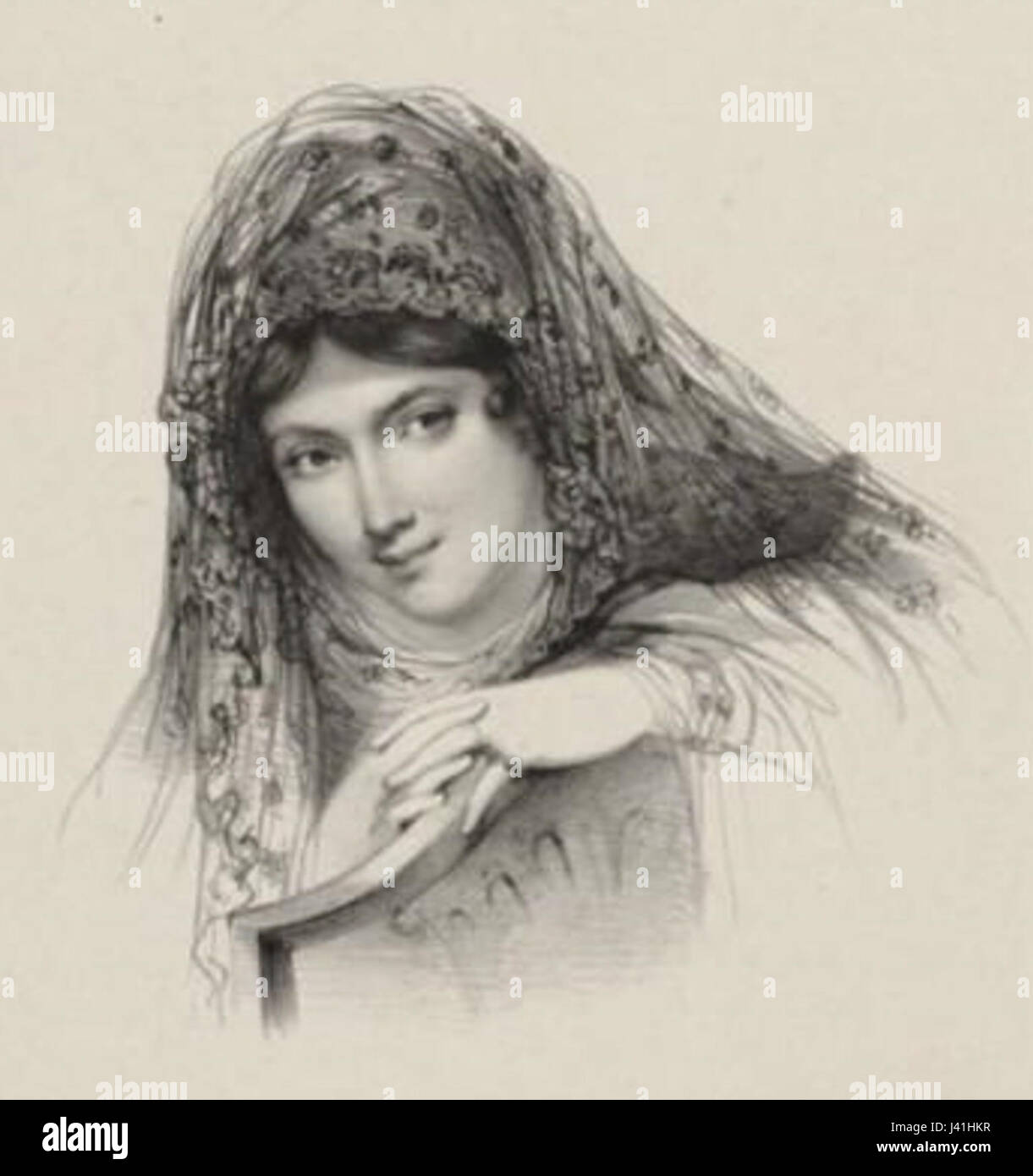 A portrait of the famous Spanish opera singer Maria Malibran, created ...