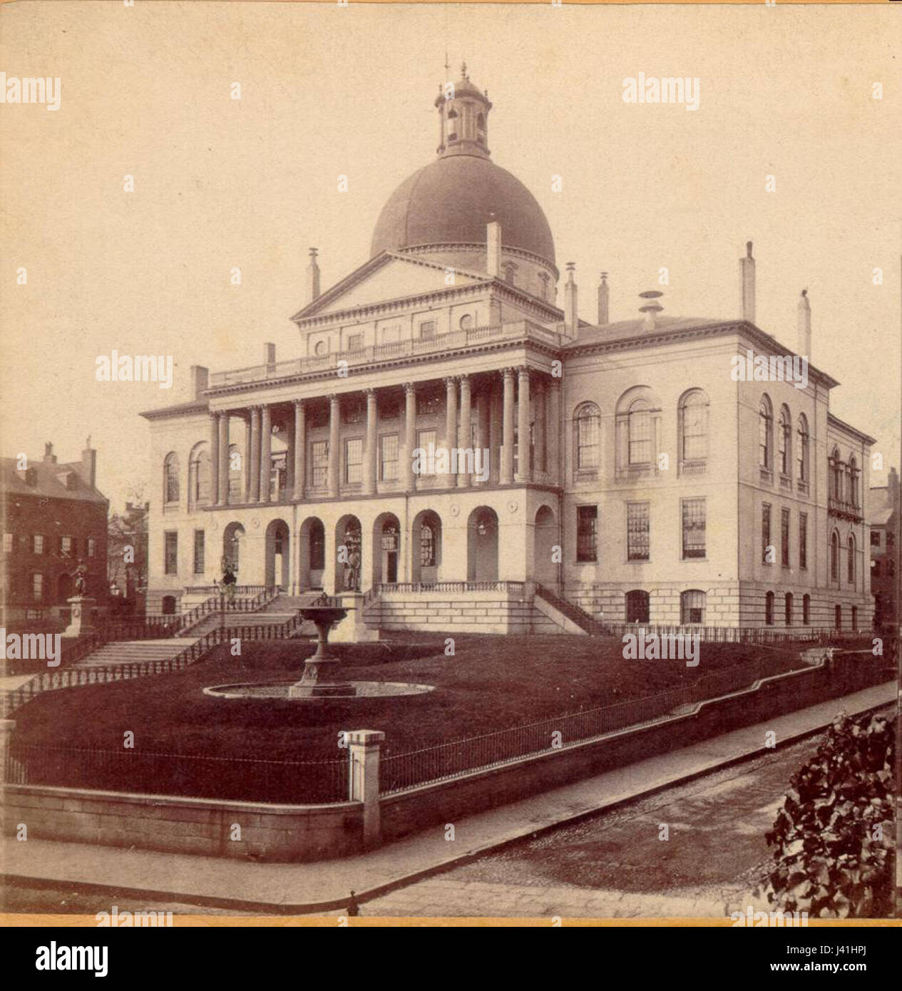 This image shows the Massachusetts State House, located in Boston. The ...