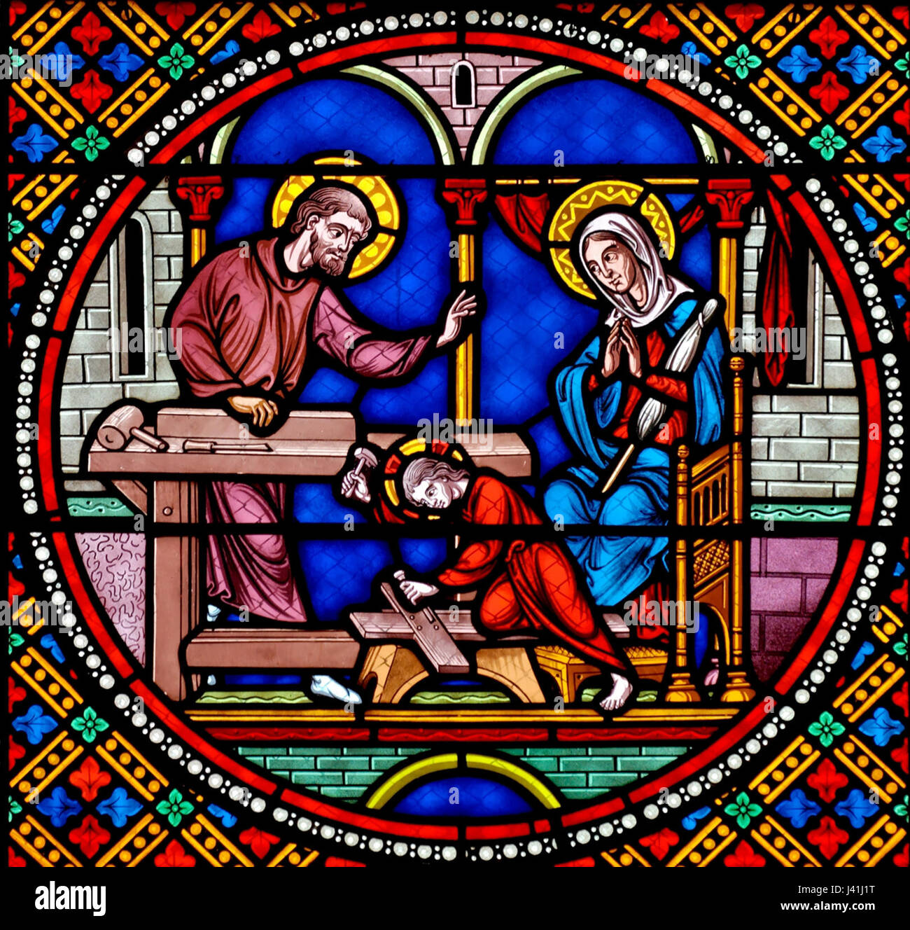 A depiction of Saint Joseph in the Church of Saint Austremoine in ...