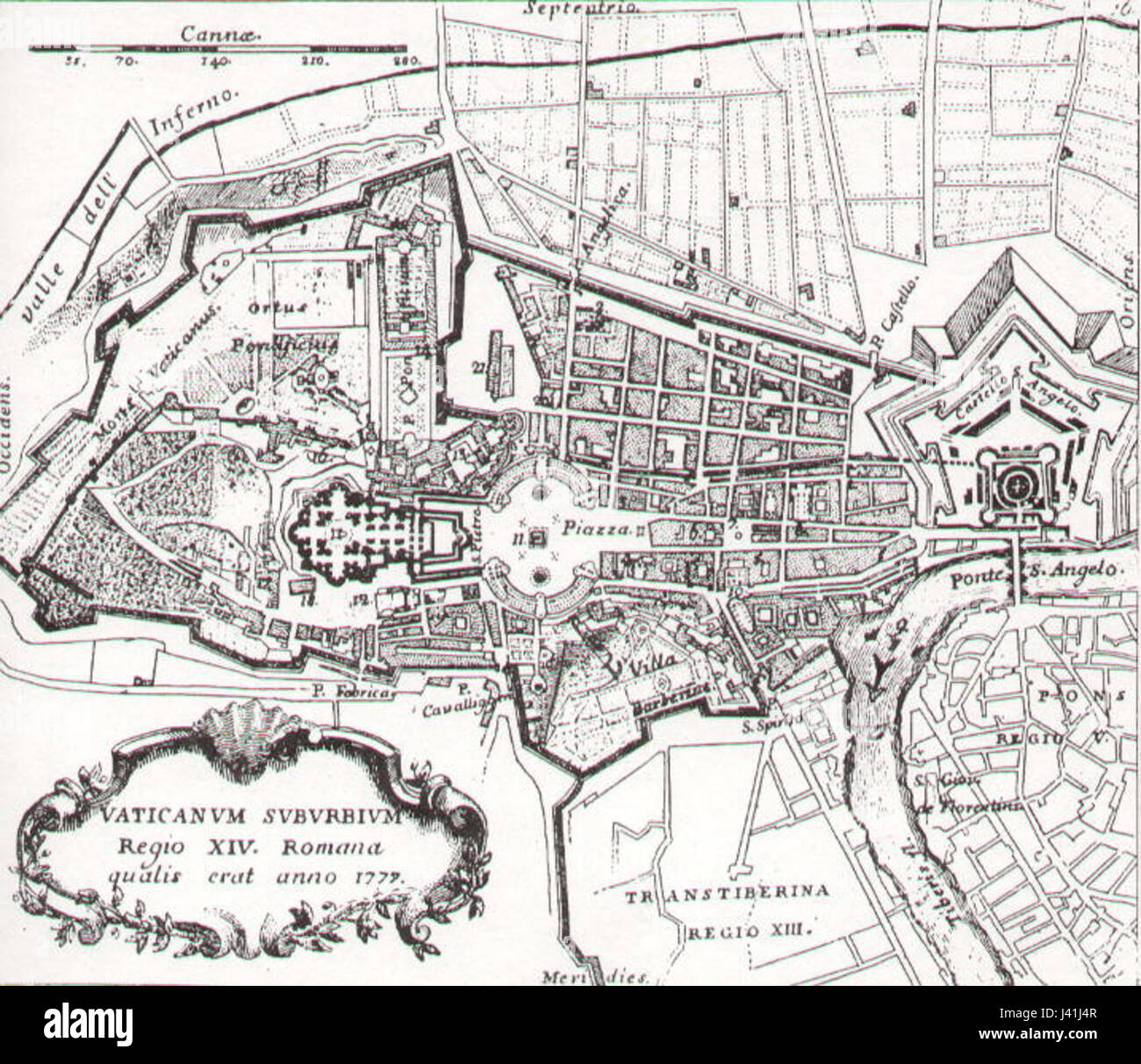 The *Map of Borgo* depicts a detailed historical map of the Borgo ...