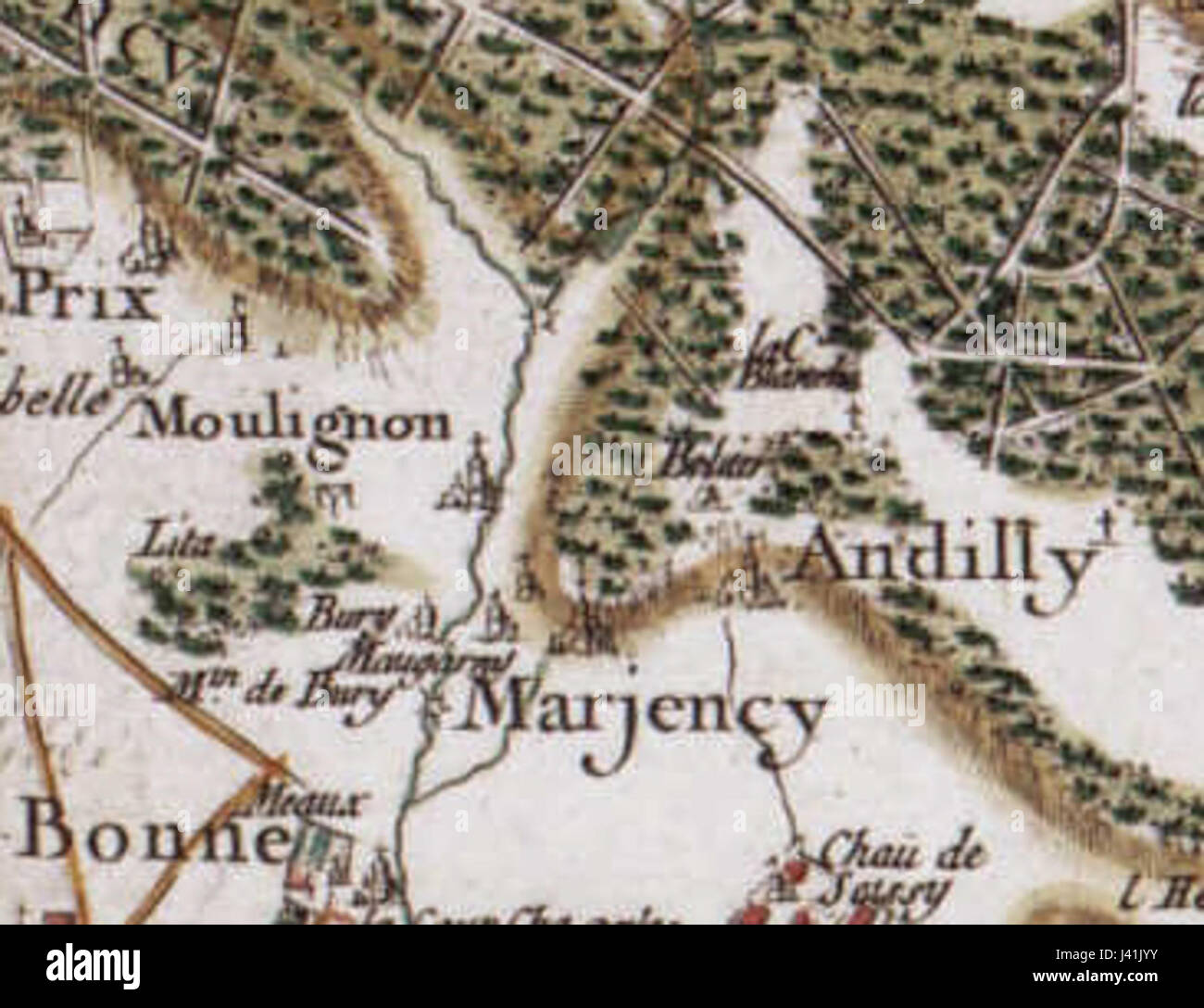 This is a historical map from the Cassini family, depicting the area ...