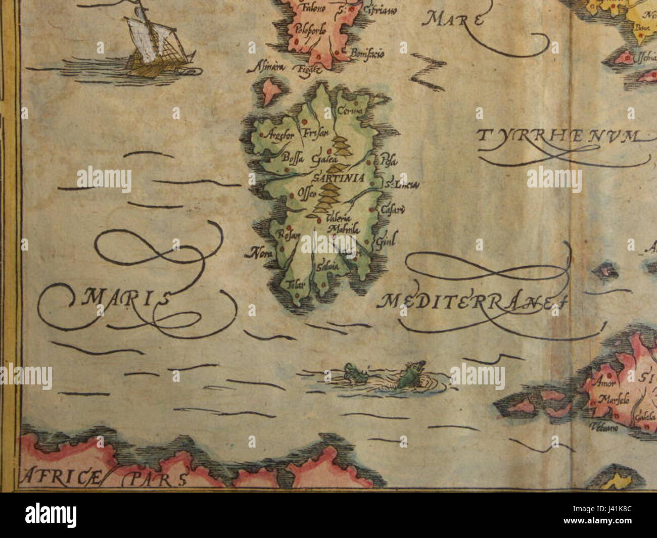 Map of Italy South West 1600 Stock Photo - Alamy