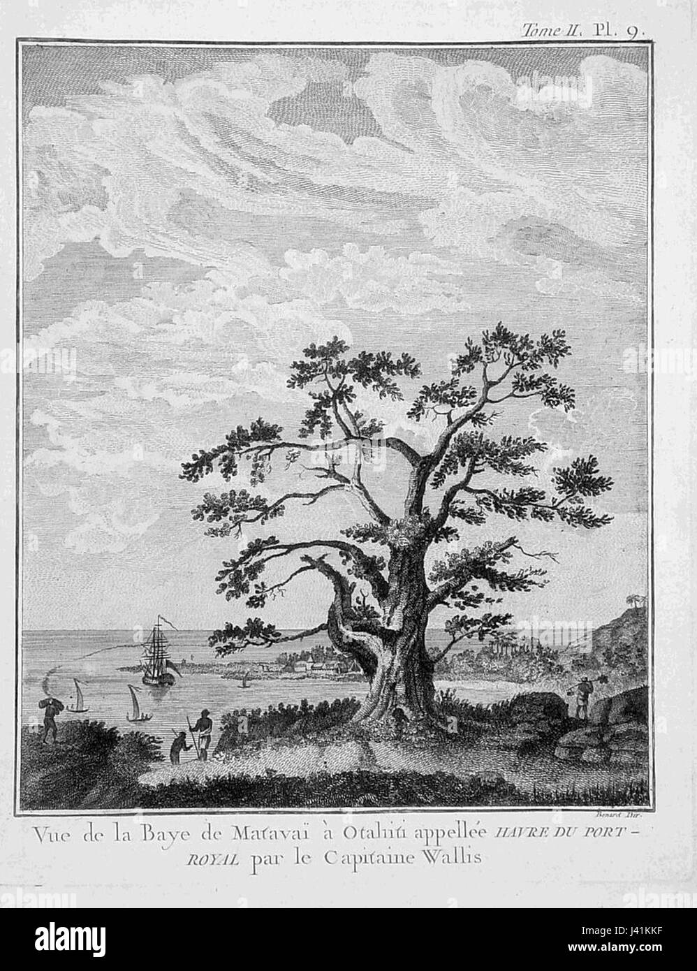 A historical image or description of Matavai Bay in Tahiti, depicting ...