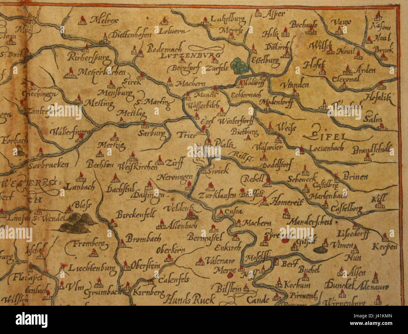 This historical map, created in 1600, illustrates the central Rhine ...