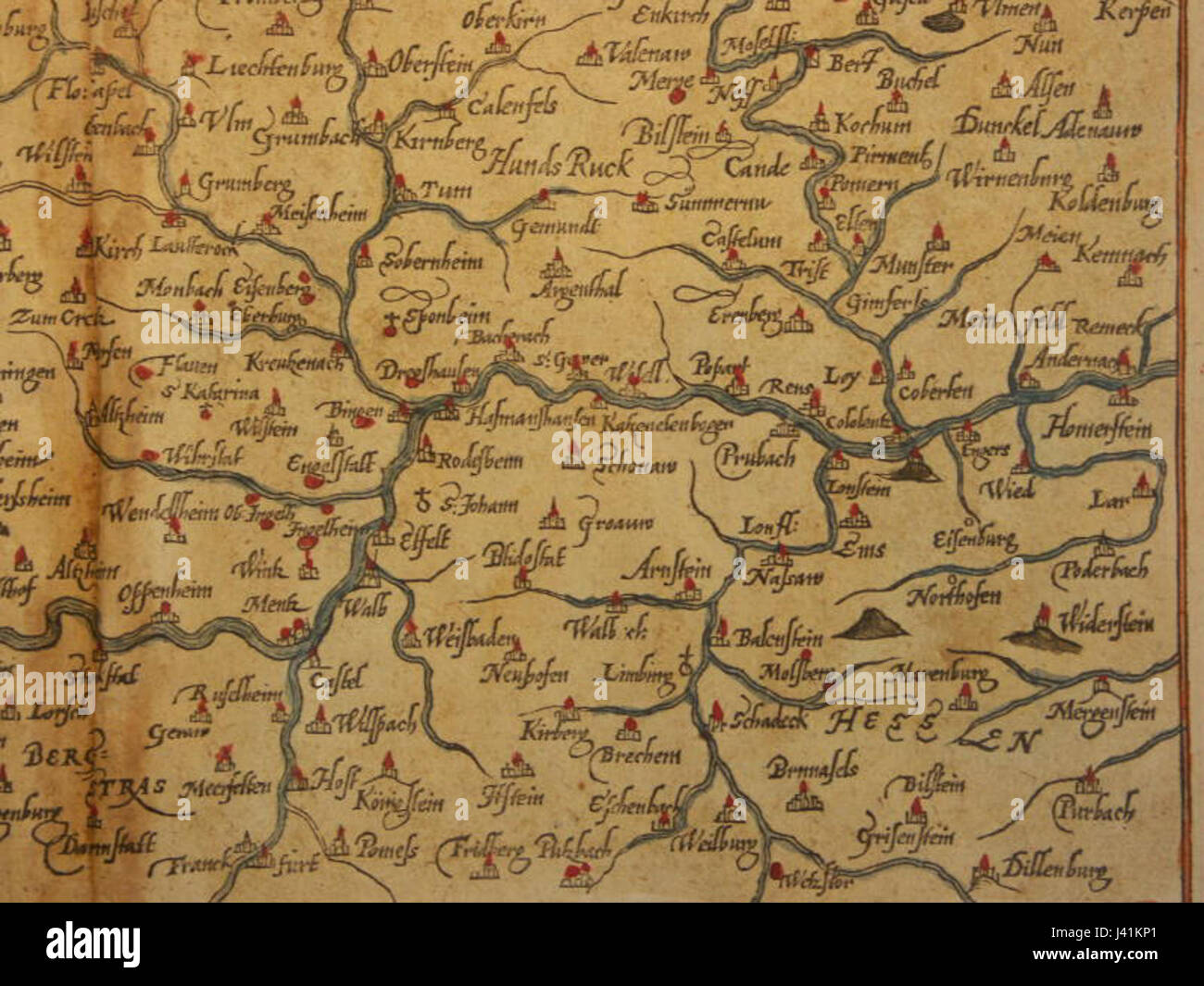 This map, dated 1600, depicts the central Rhine region southeast ...