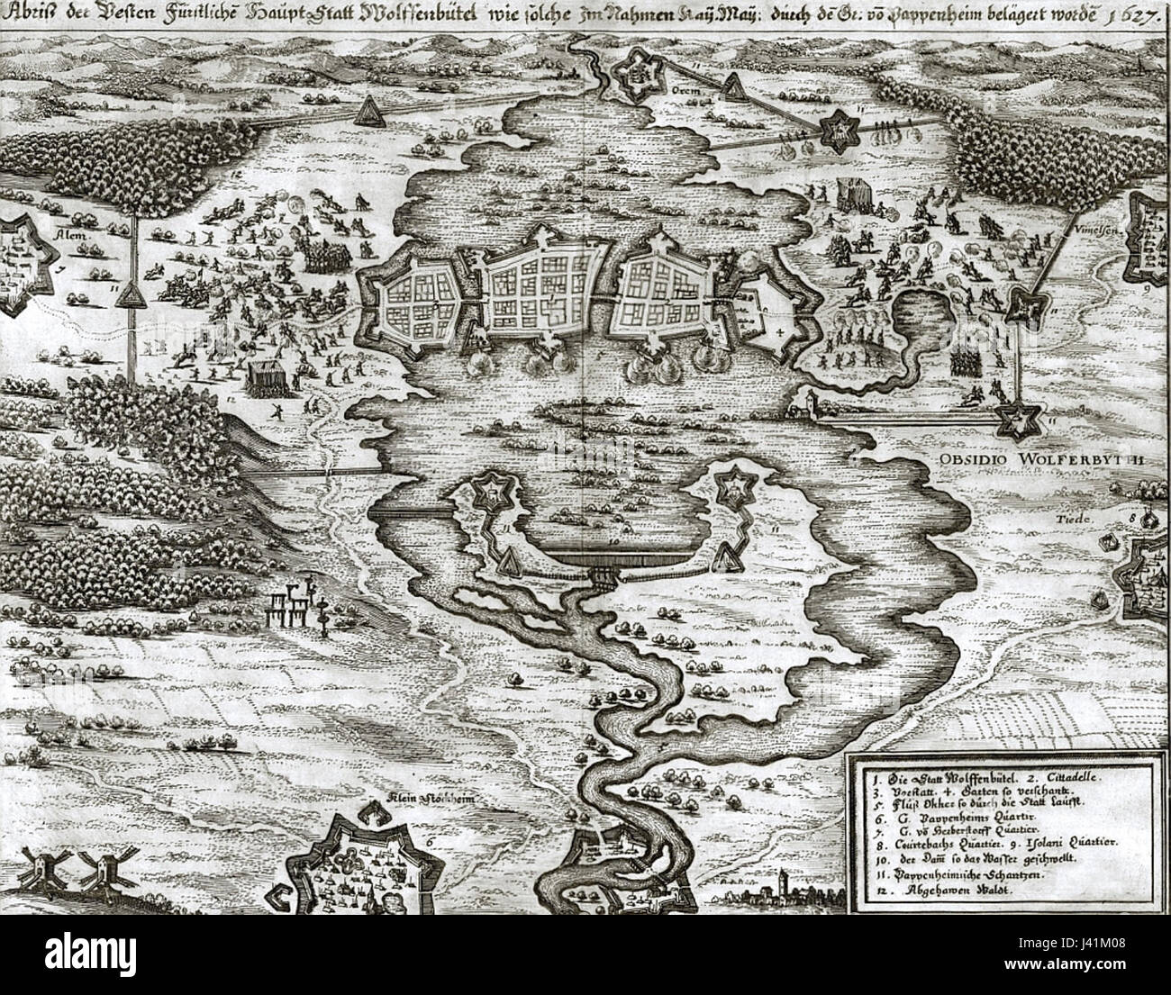 An illustration from Merianâ€™s Theatrum Europaeum depicting the siege ...