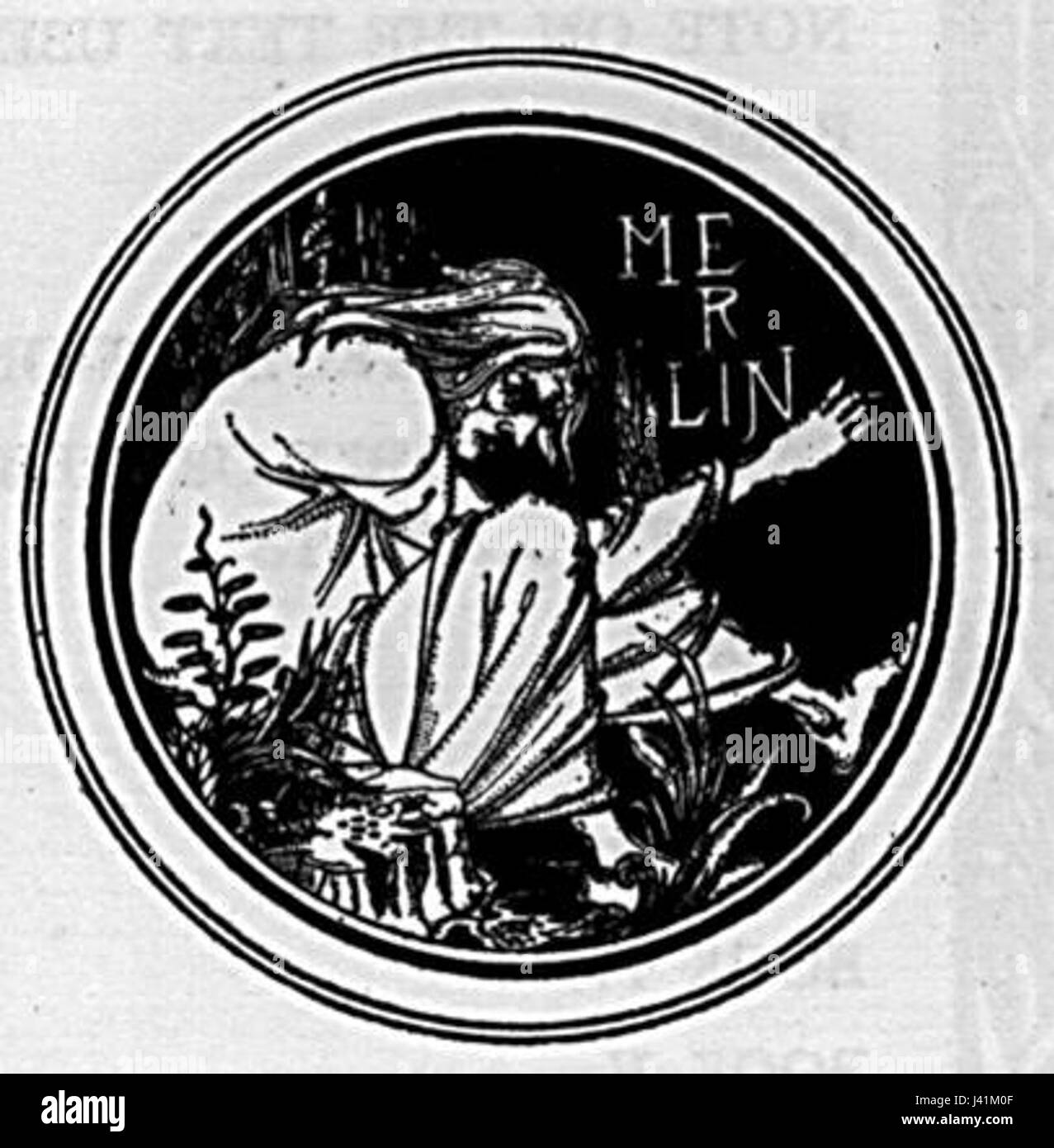 'Merlin' by Aubrey Beardsley, an illustration from 1893, is a striking ...