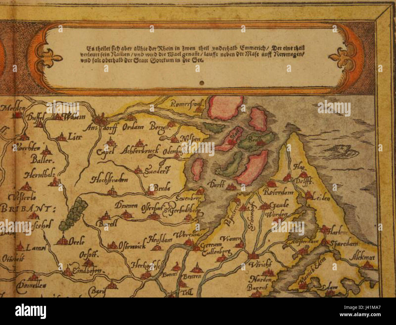 Map of the northern Rhine northeast 1600 Stock Photo - Alamy