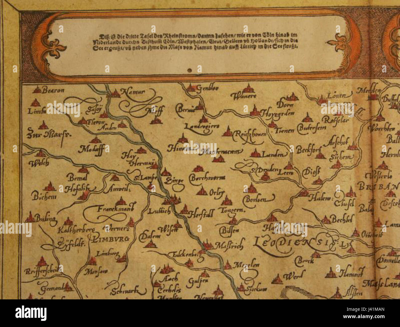 Map of the northern Rhine northwest 1600 Stock Photo - Alamy