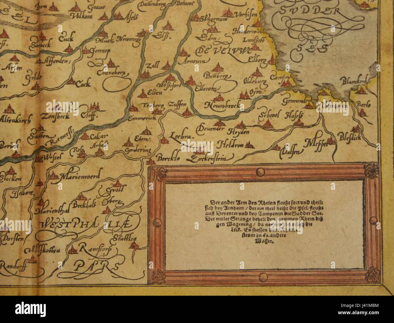 Map of the northern Rhine southeast 1600 Stock Photo - Alamy