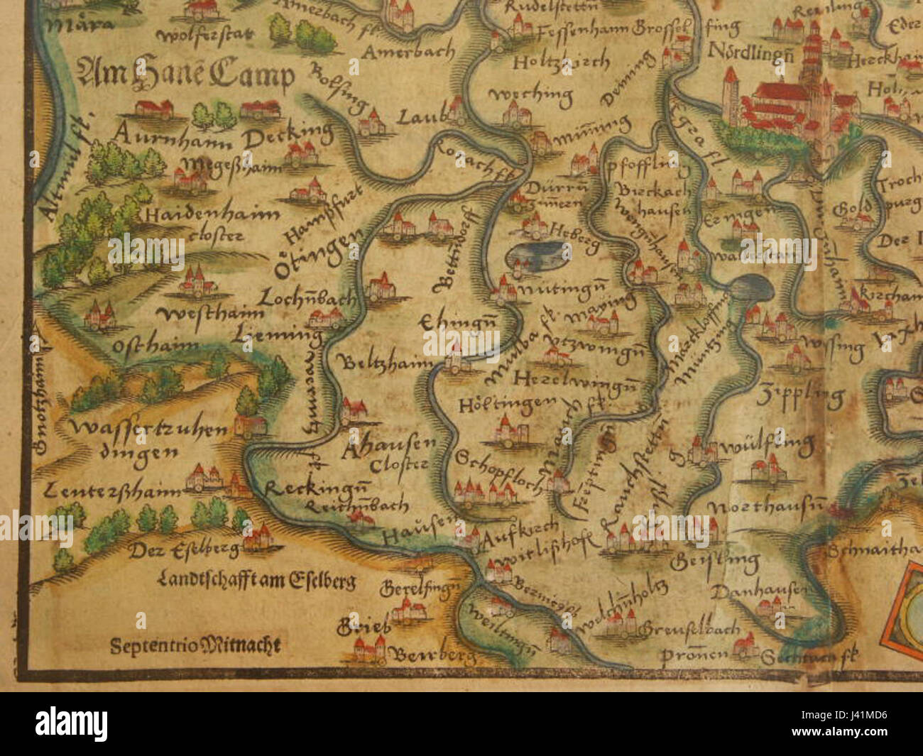 Map of Swabia southwest 1600 Stock Photo - Alamy