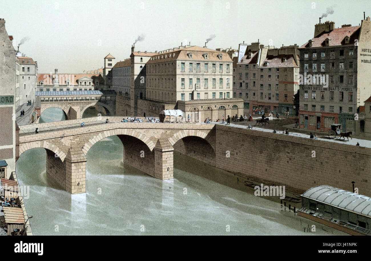'Le Petit pont et la Place du Petit pont' is an 1830 painting depicting ...