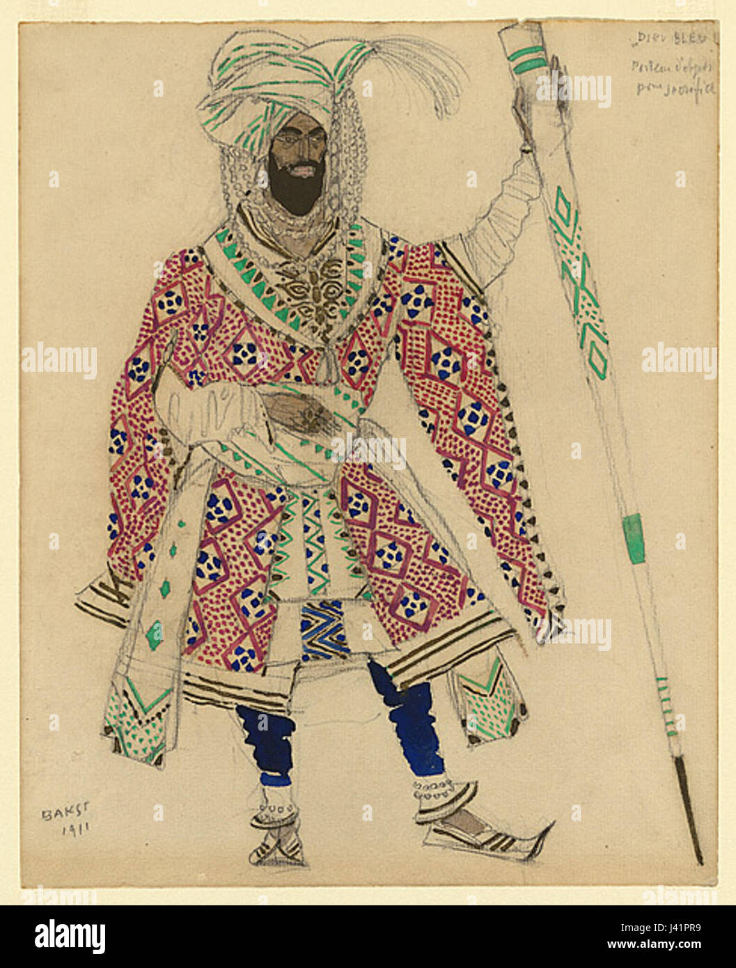 A work titled 'Le Dieu Bleu' by Bakst, likely referring to a ballet or ...