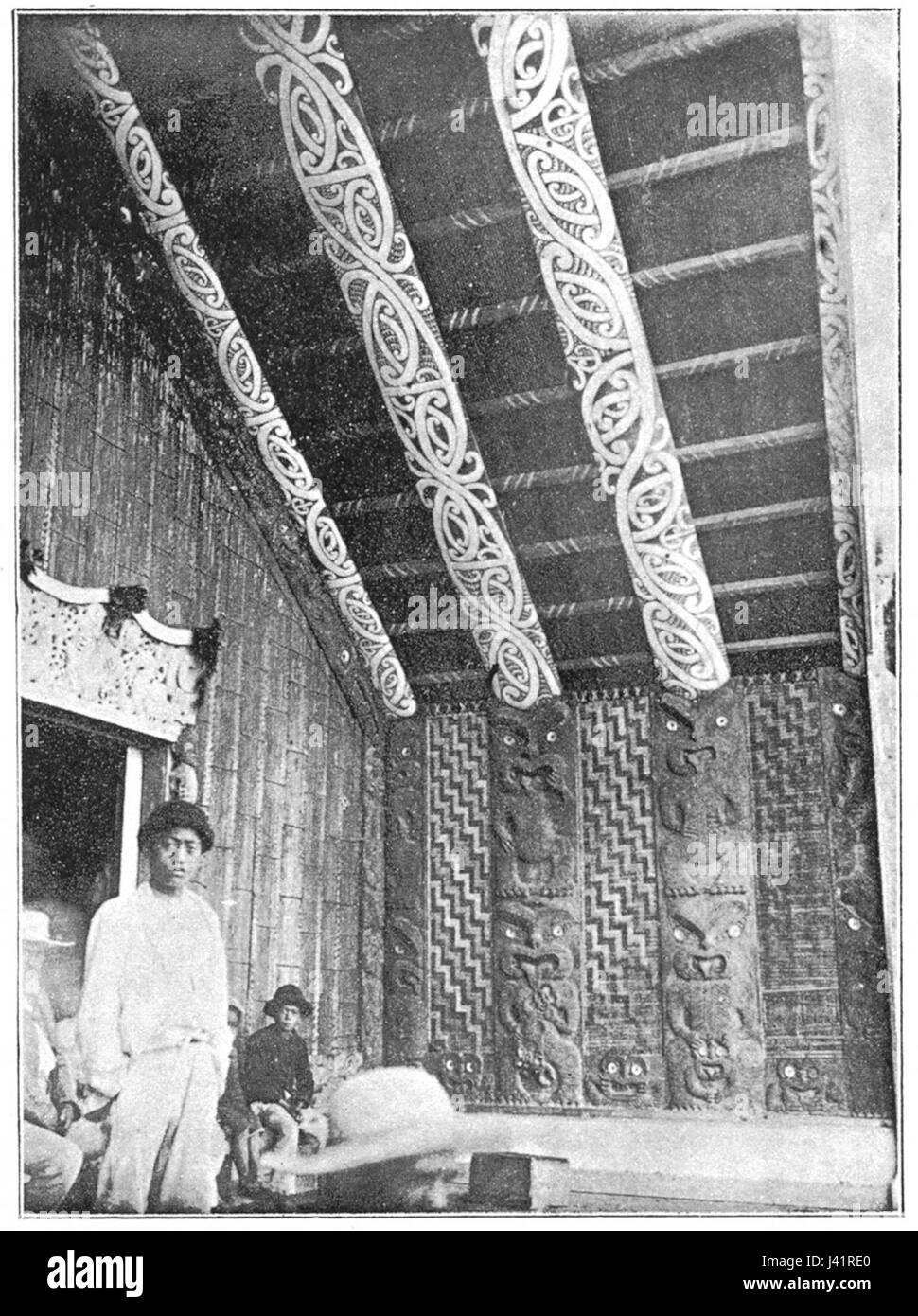 Maori rafters in a traditional house reflect the craftsmanship and ...