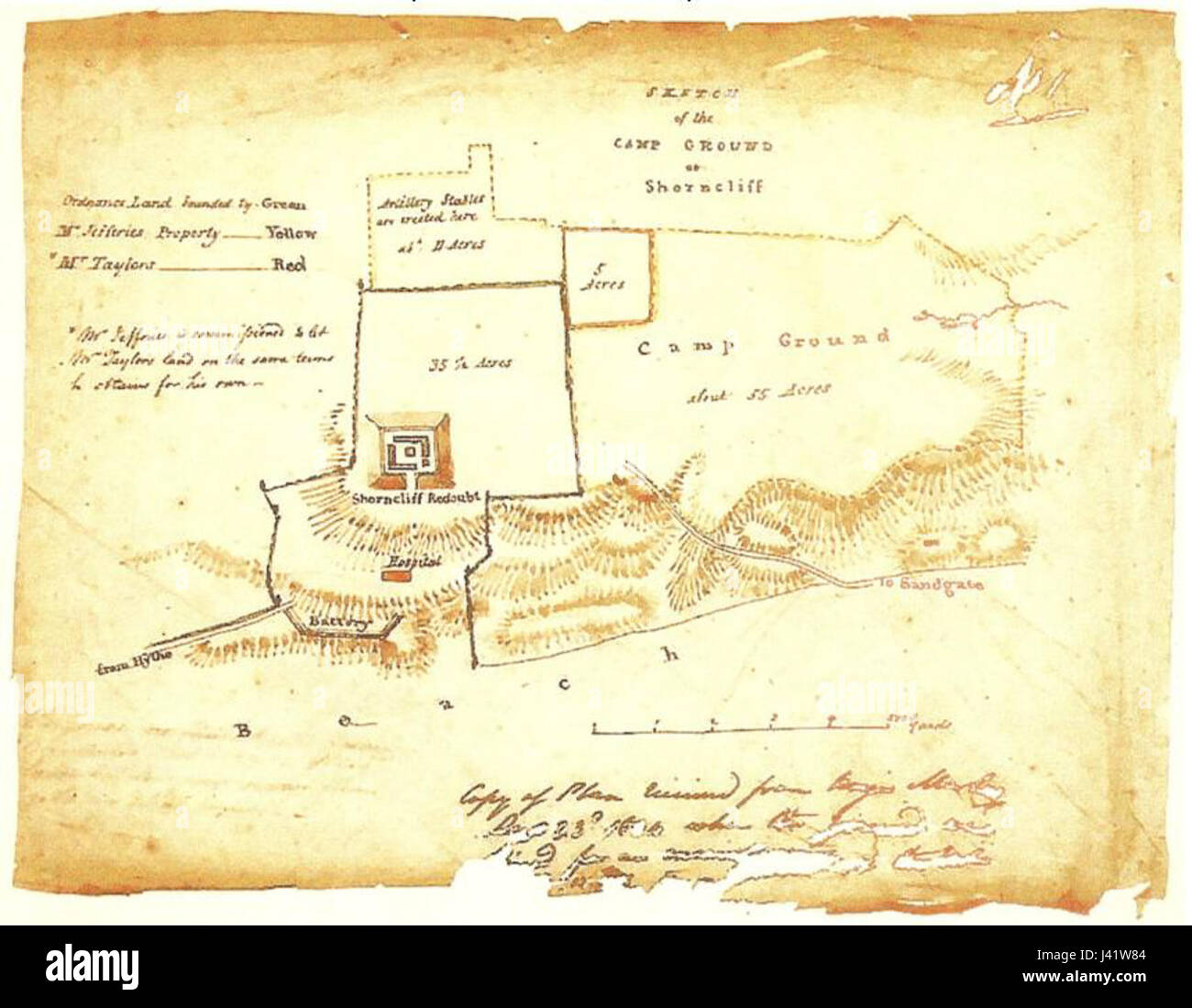 Map of Shorncliffe Camp 1801 Stock Photo - Alamy