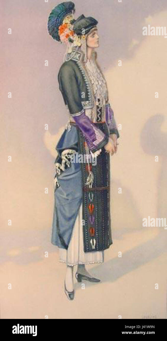 A traditional Macedonian Greek costume from the Roumlouki region, worn ...