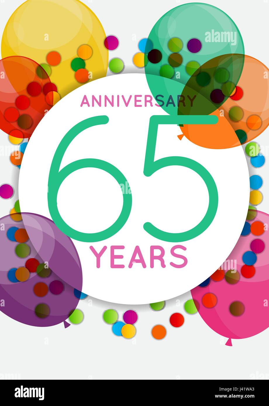 Template 65 Years Anniversary Congratulations, Greeting Card ...