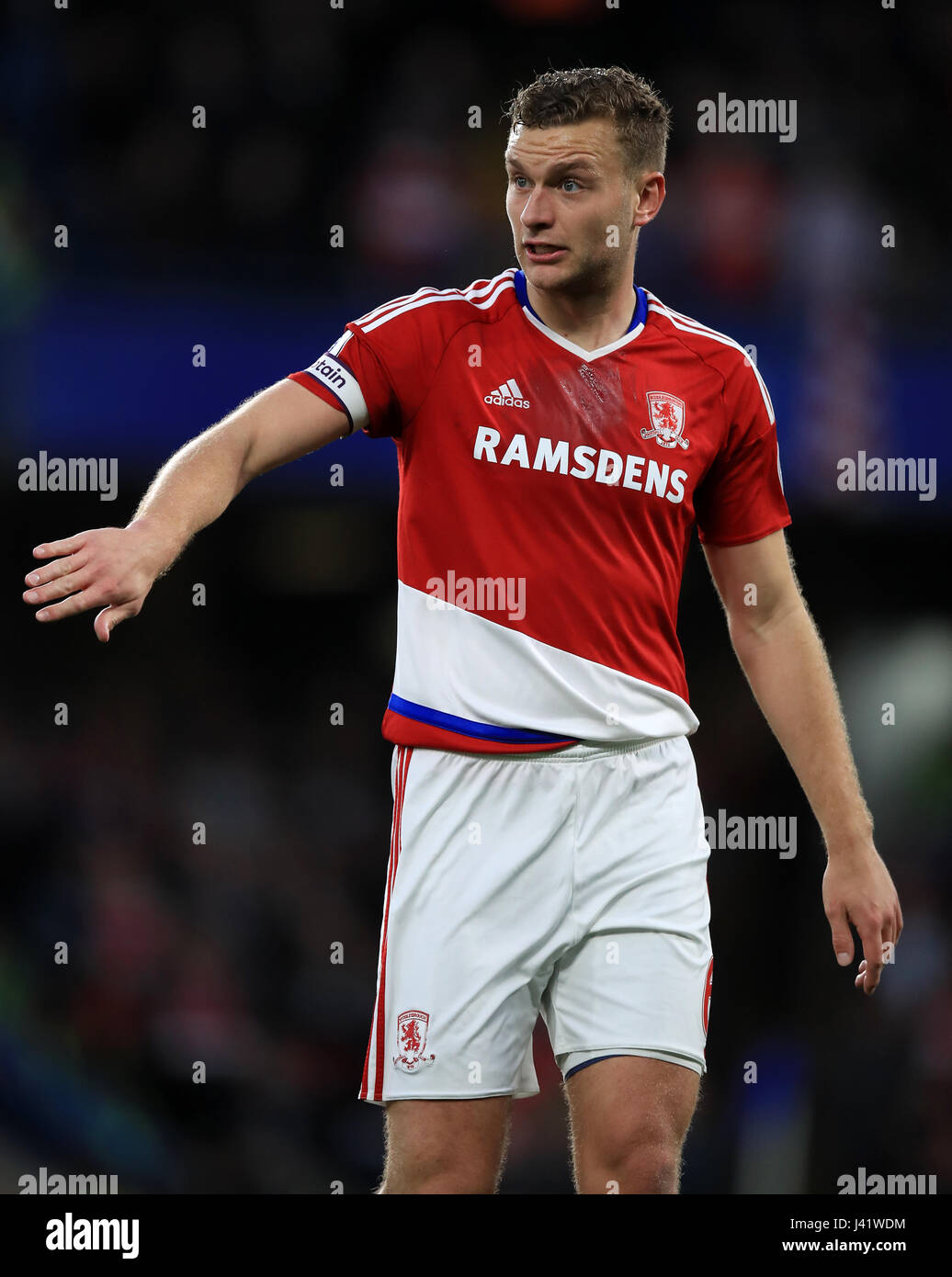 Middlesbrough's Ben Gibson during the Premier League match at Stamford ...