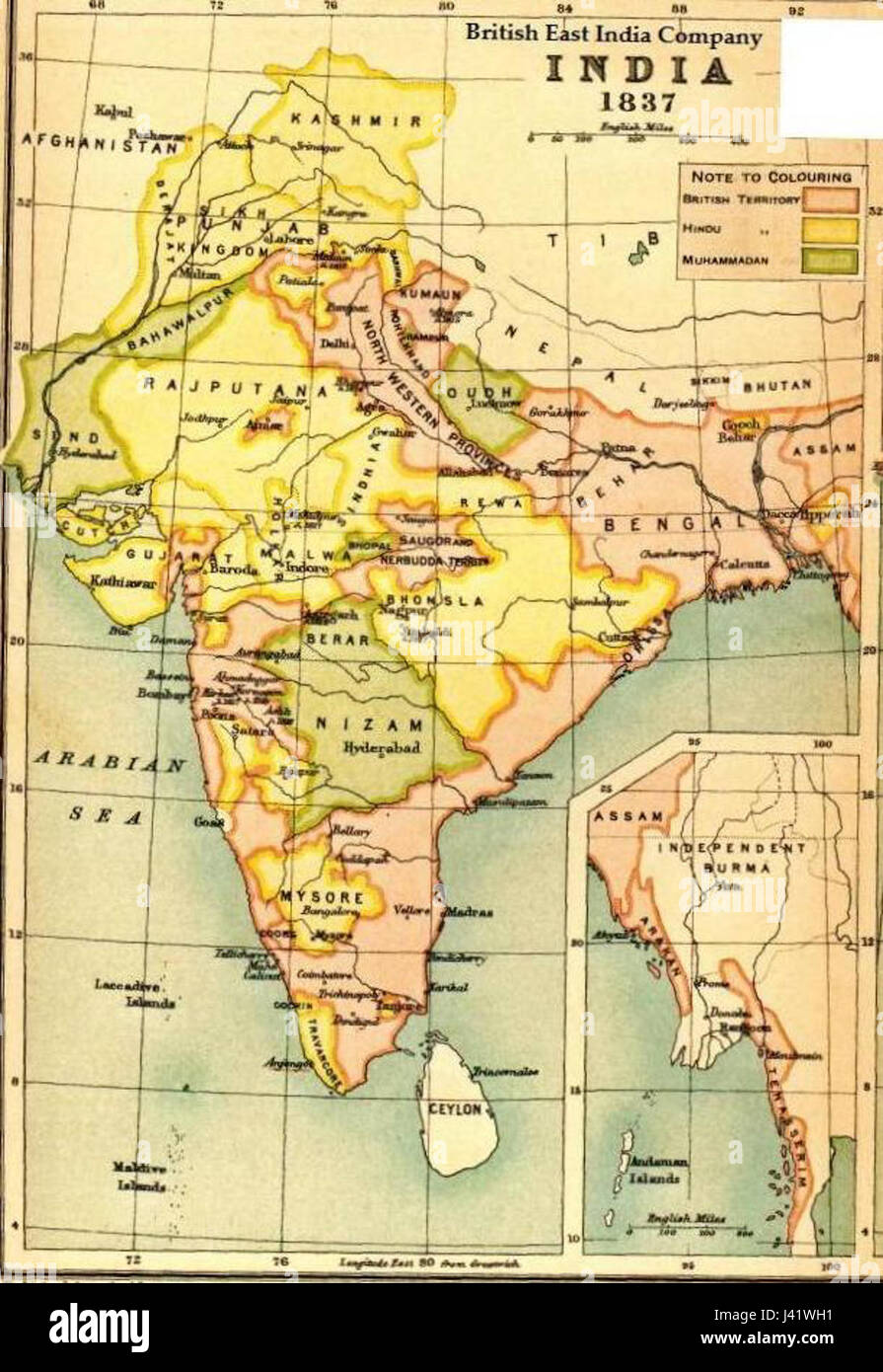 British east india company india map hi-res stock photography and ...