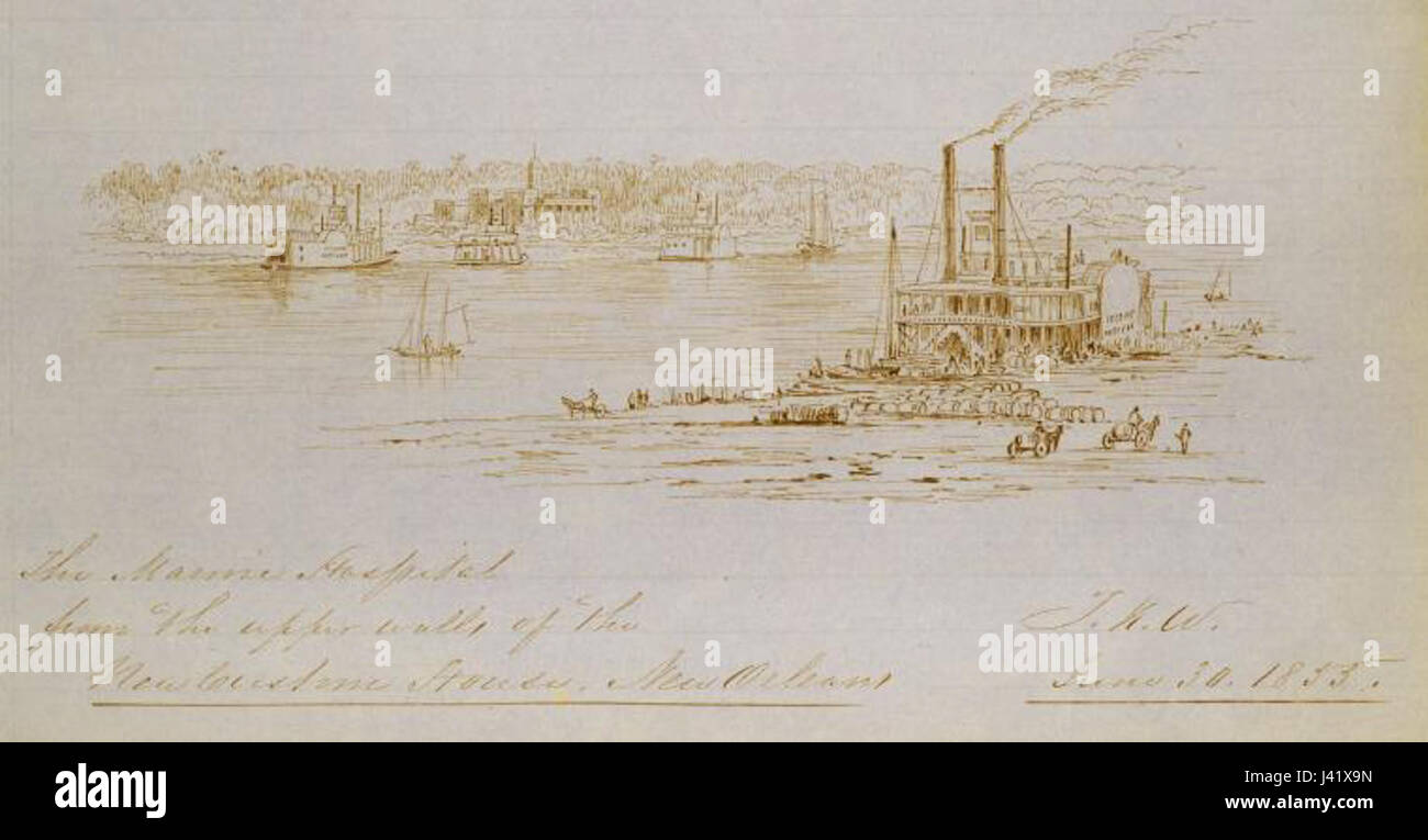 This photograph taken in 1855 shows the Marine Hospital in New Orleans ...