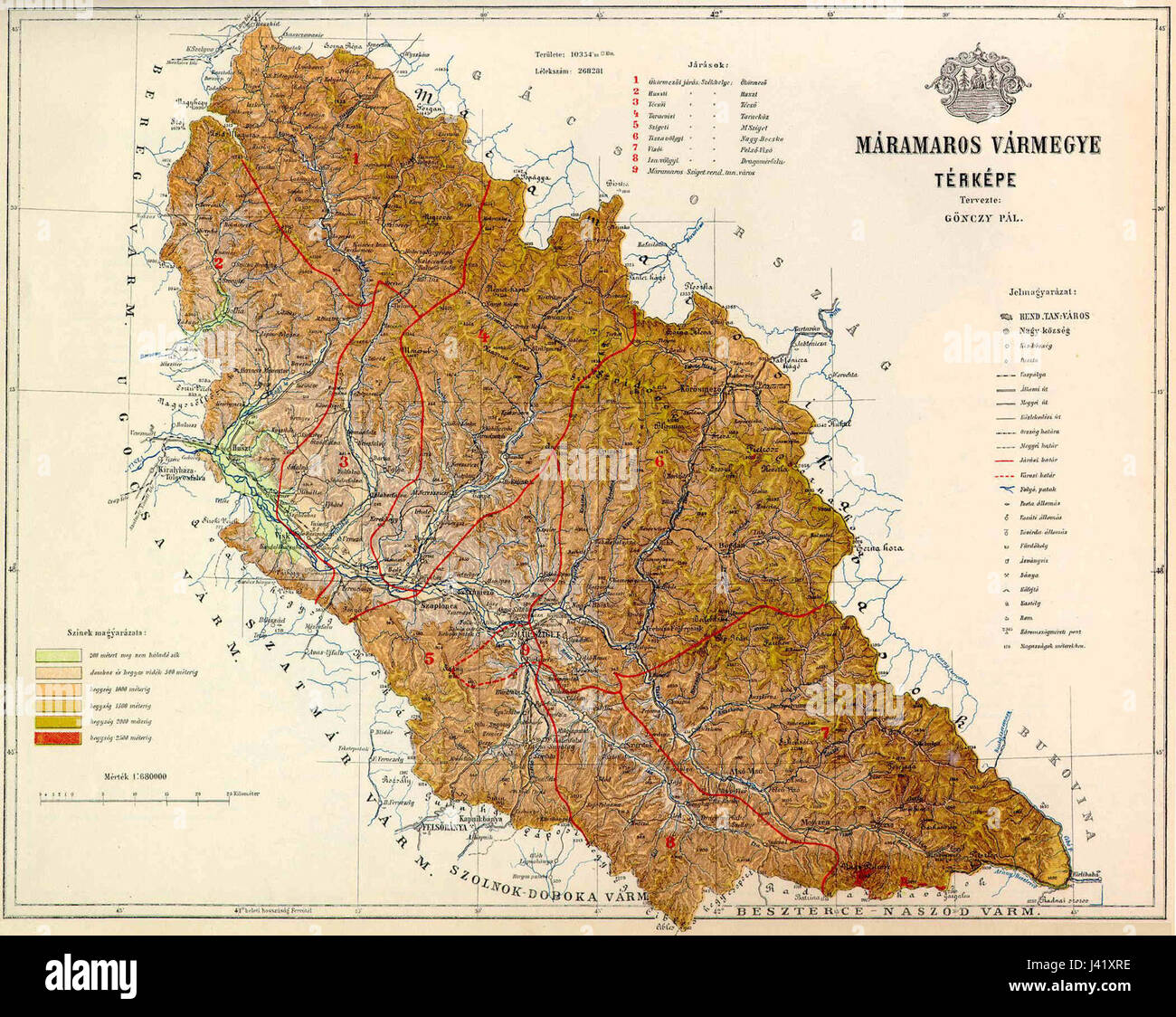 Maramaros county map Stock Photo - Alamy