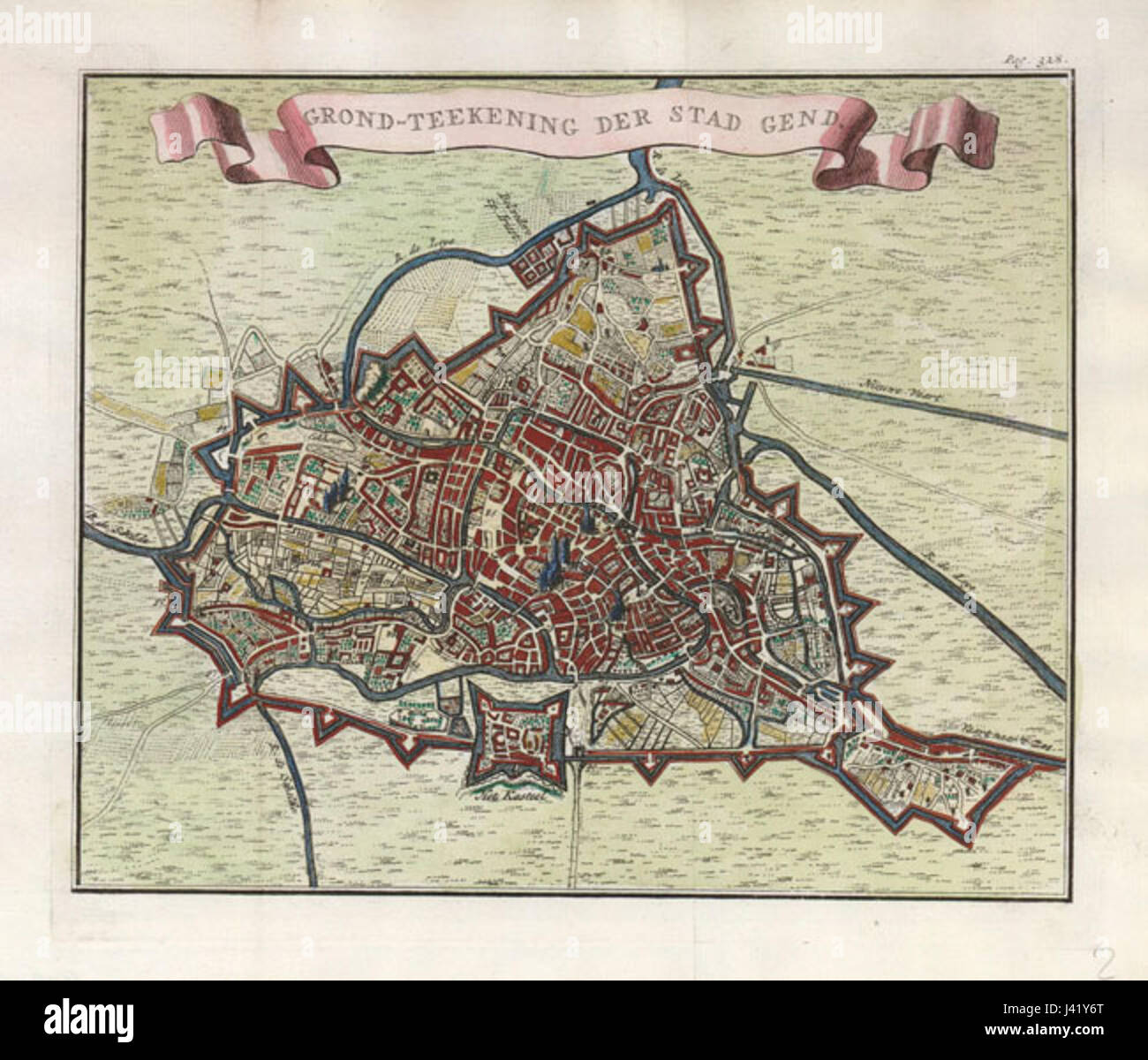 The Map of Ghent by Isaac Tirion, created in the 18th century ...