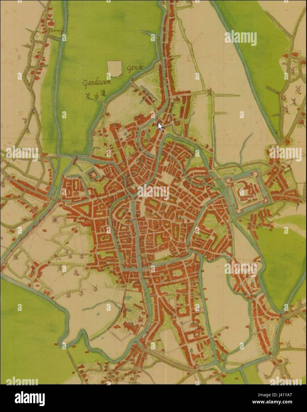 This map of Ghent, created by Jacob van Deventer, provides a detailed ...