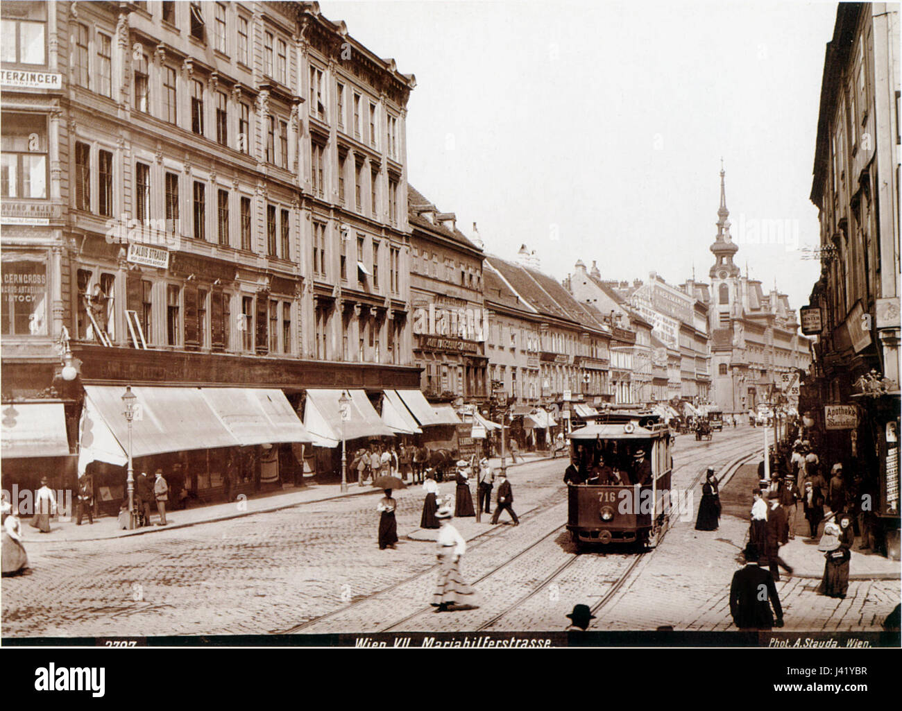 Mariahilferstrasse in 1908 was one of Vienna's major streets, shown in ...